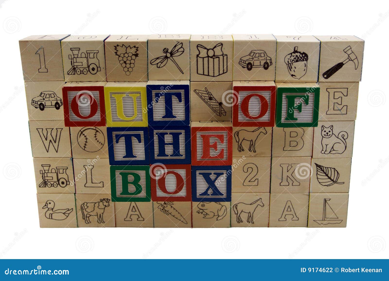 Wall with Out of the Box Alphabet Blocks Stock Photo - Image of ...