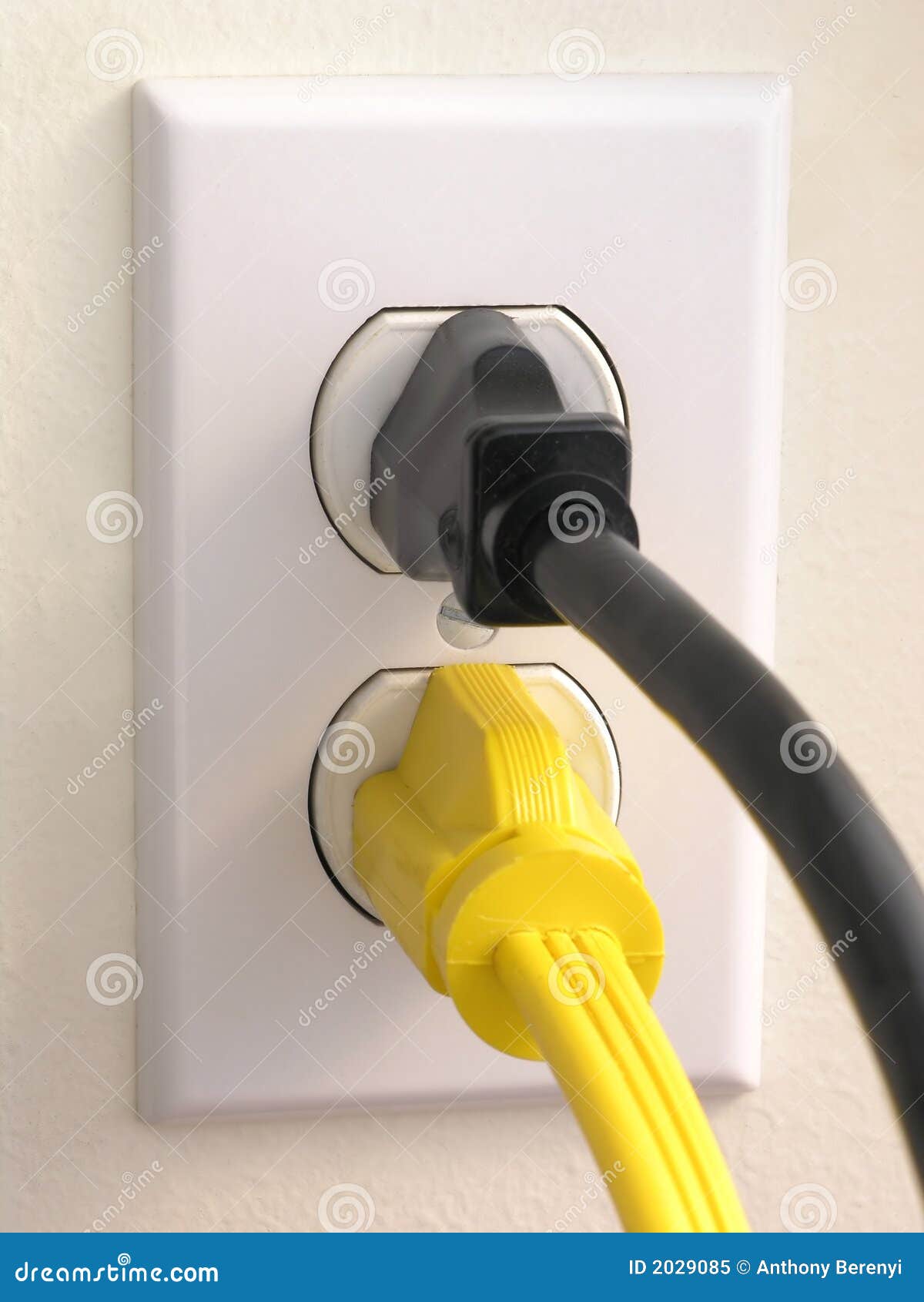 Wall Outlet - Black Yellow Plug Stock Image - Image of electricity ...