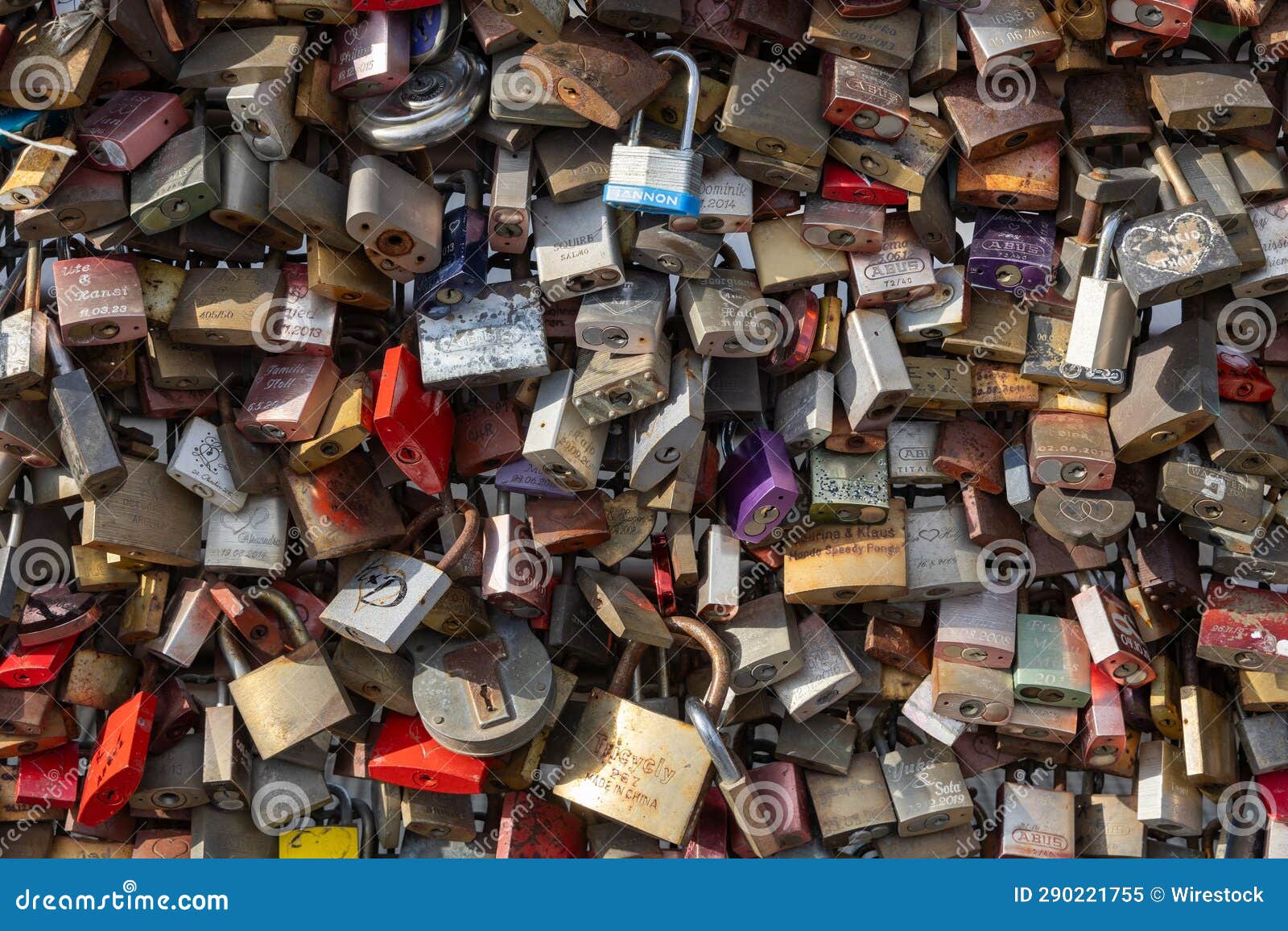 Many Different Metal Padlocks on a Wall of Each Other Stock Image ...