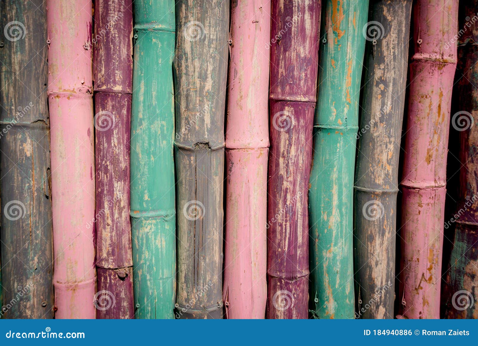 Wall of Painted Bamboo. Light Colored Background. Stock Photo - Image ...