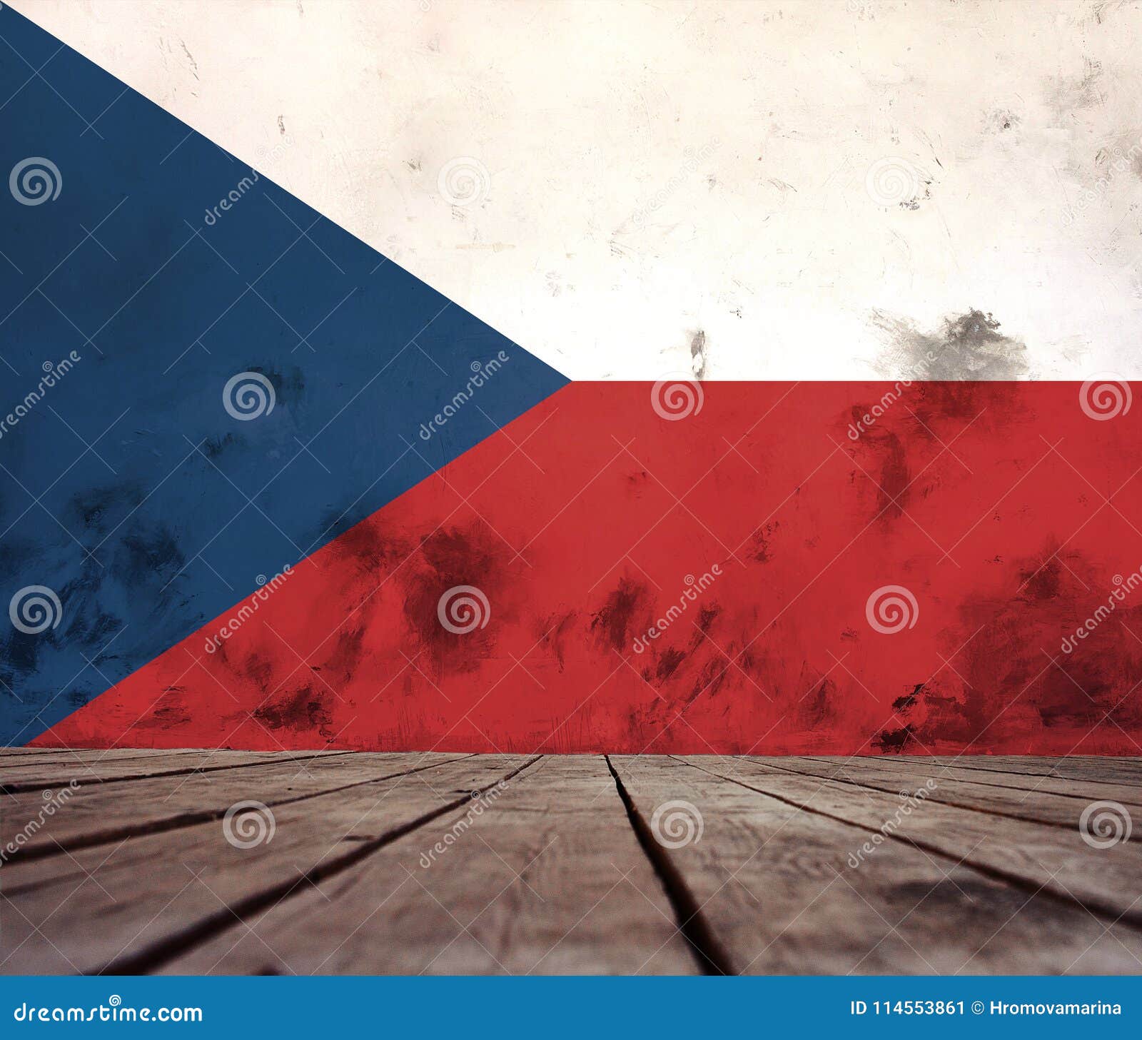 The Wall with a Painted Czech Republic Flag. Stock Image - Image of ...
