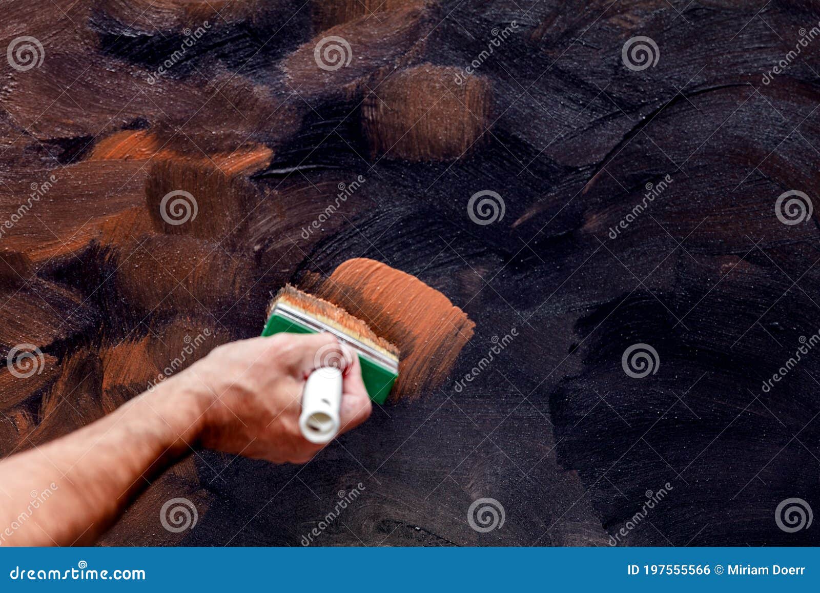 Wall is Painted with a Rust Effect Paint by a Man Stock Photo - Image ...