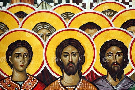 Wall painting of Saints editorial stock photo. Image of gold - 15752518