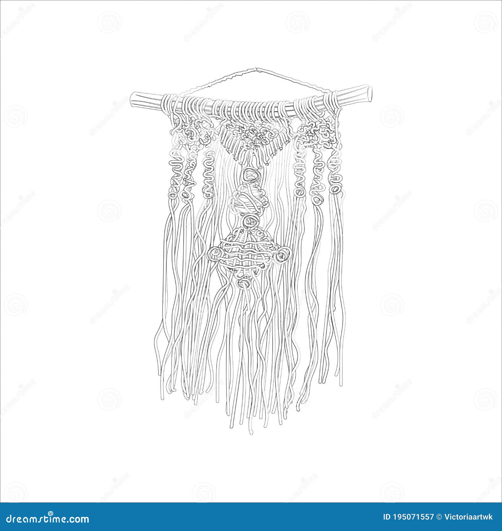 Wall panel in macrame stock vector. Illustration of comfort - 195071557