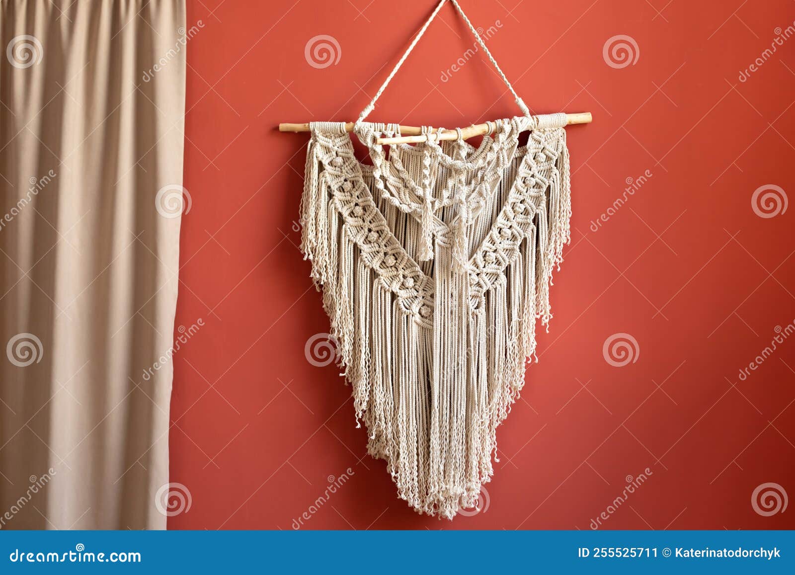 Wall Panel in Style of Boho Made of Cotton Threads Using the Macrame ...
