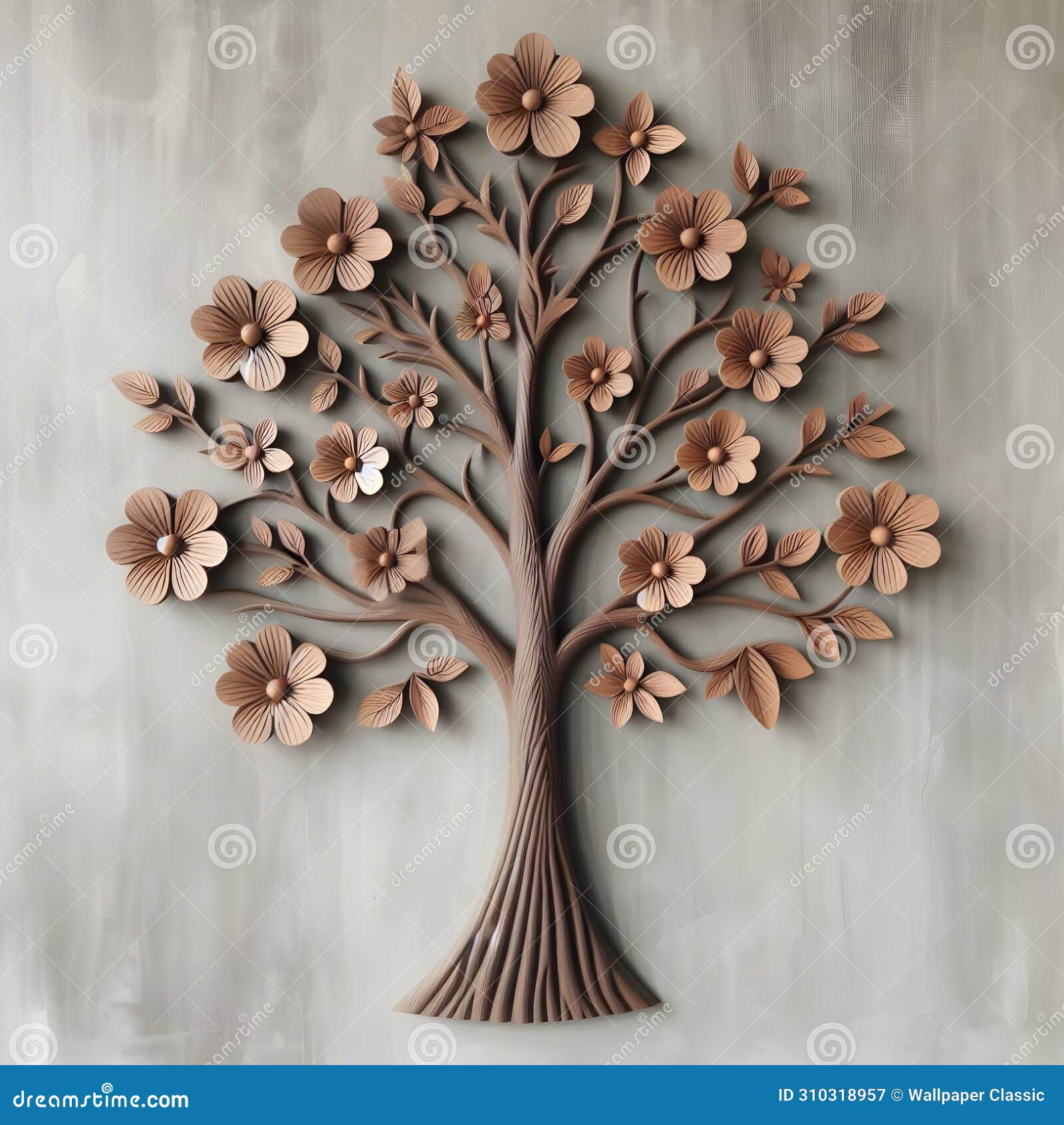 Wall Panel Tree Flower Wooden Ai Generator Stock Illustration ...