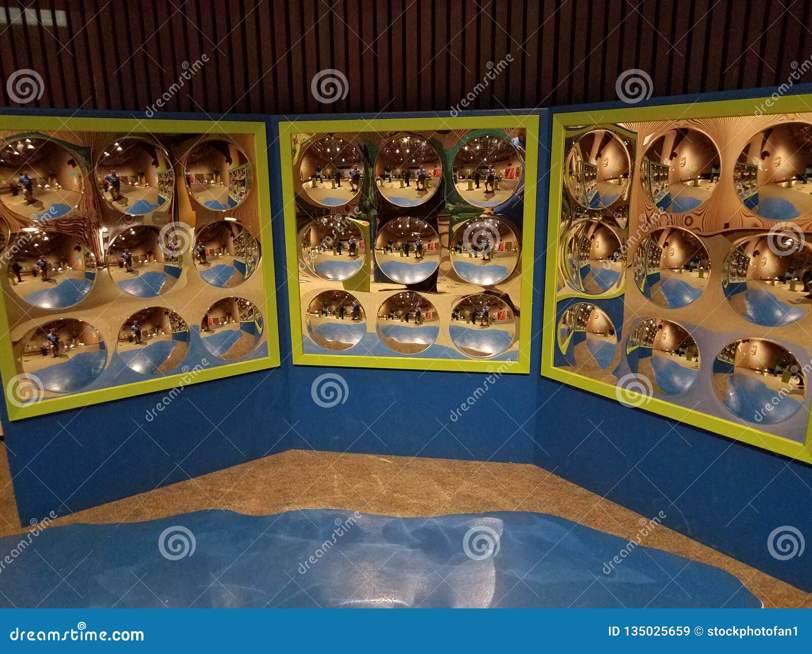 Wall with Panels and Many Circular Mirrors Editorial Stock Image ...