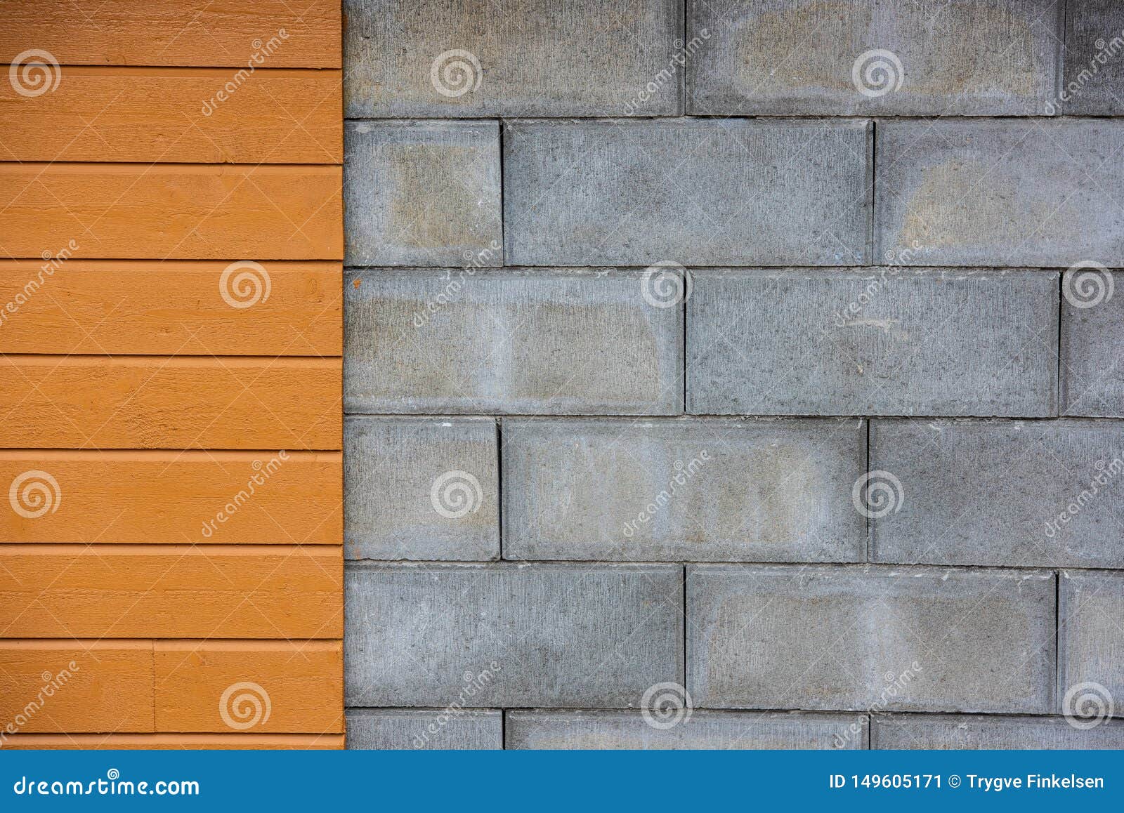 Wall with Part Cement Blocks, Part Yellow Wood Panelling Stock Image ...