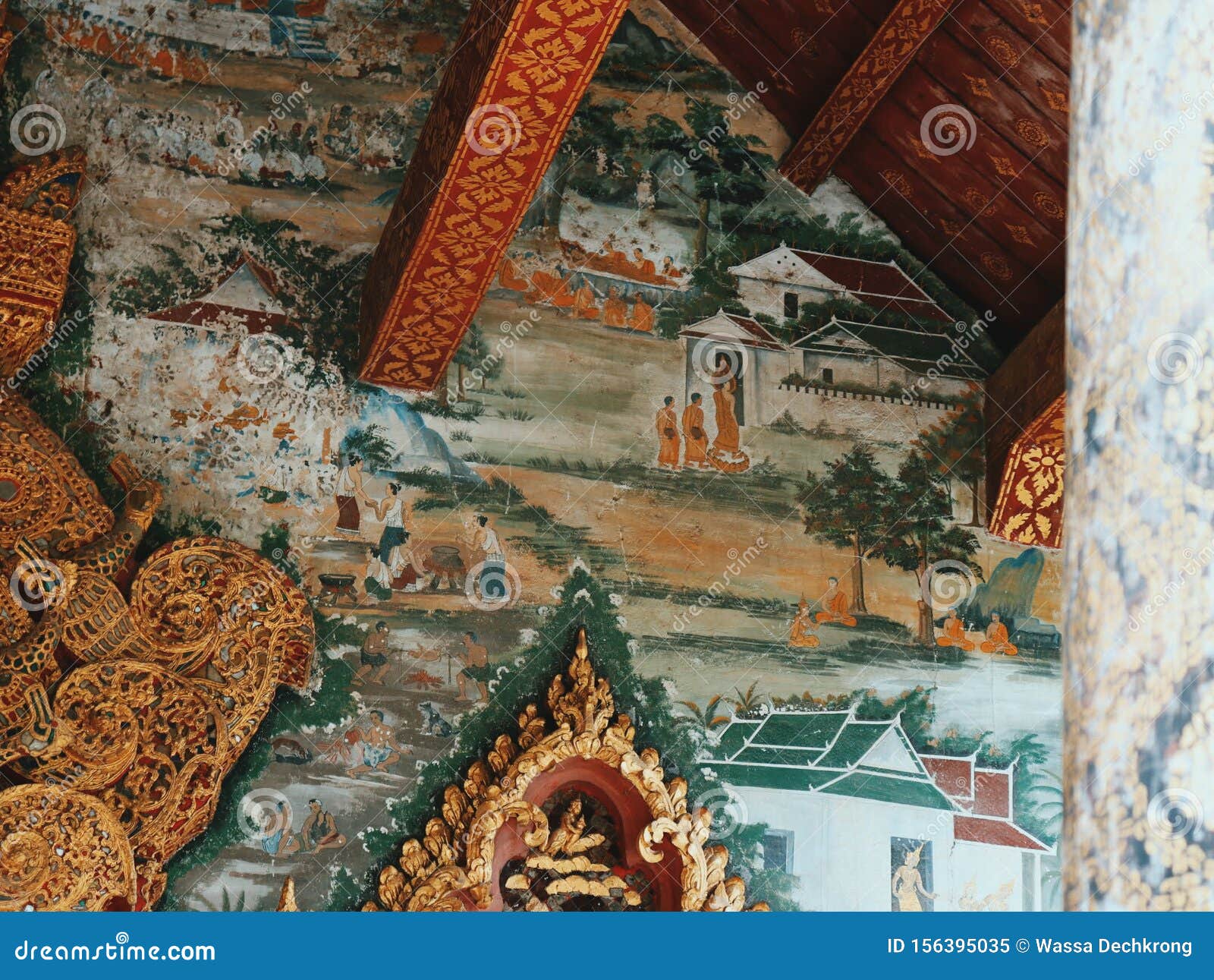 Wall of temple stock image. Image of temple, building - 156395035