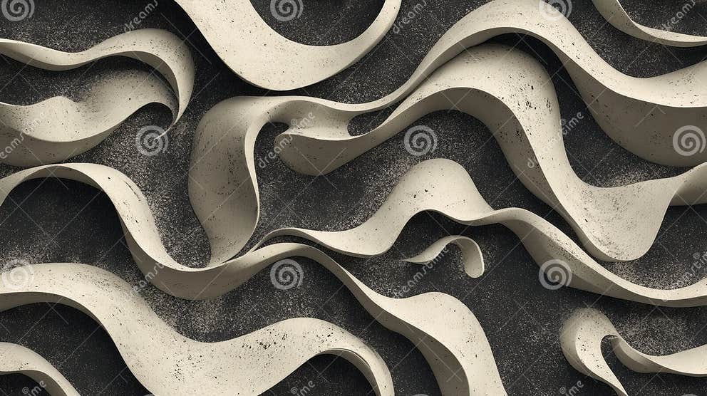 A Wall with a Pattern of Wavy Concrete Stock Illustration ...