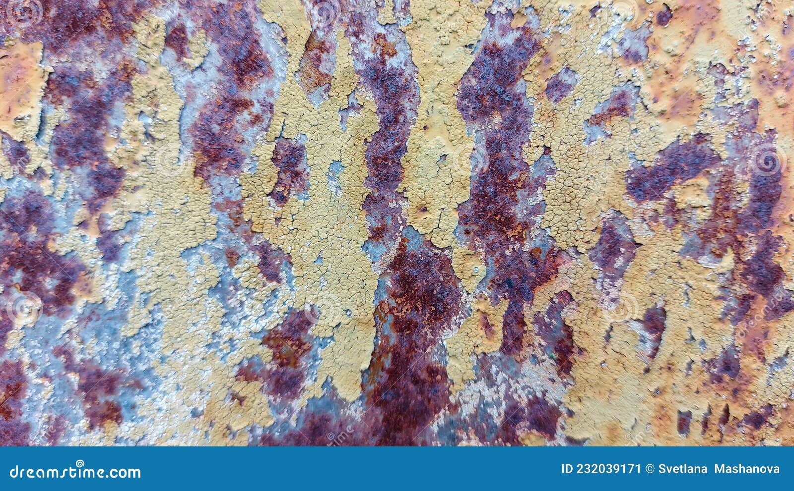 Wall with Peeled Paint and Rust, Cracked Paint and Rust. Close-up ...