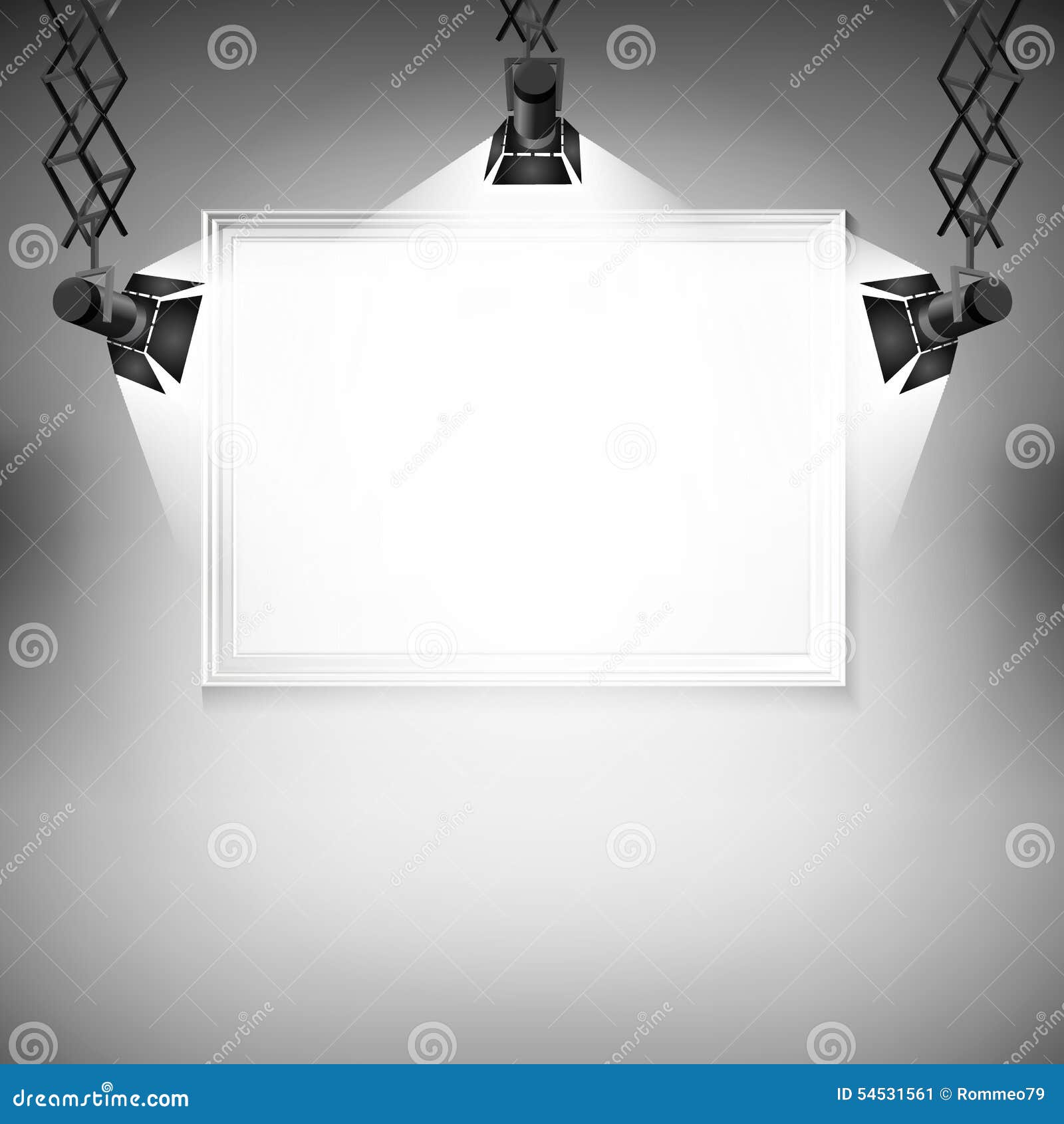Wall with Picture. Vector Illustration. Spotlight, Light, Spot, Frame ...