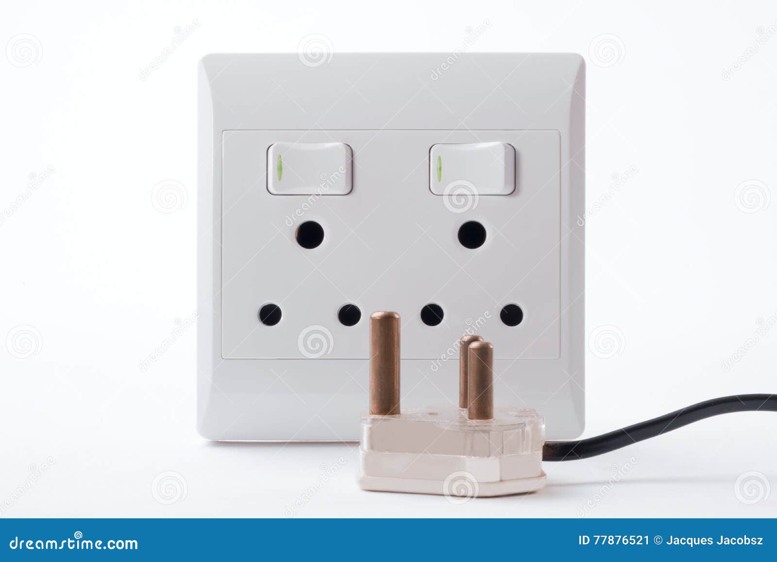 Wall Plug with Three Point Plug Stock Image - Image of plug ...