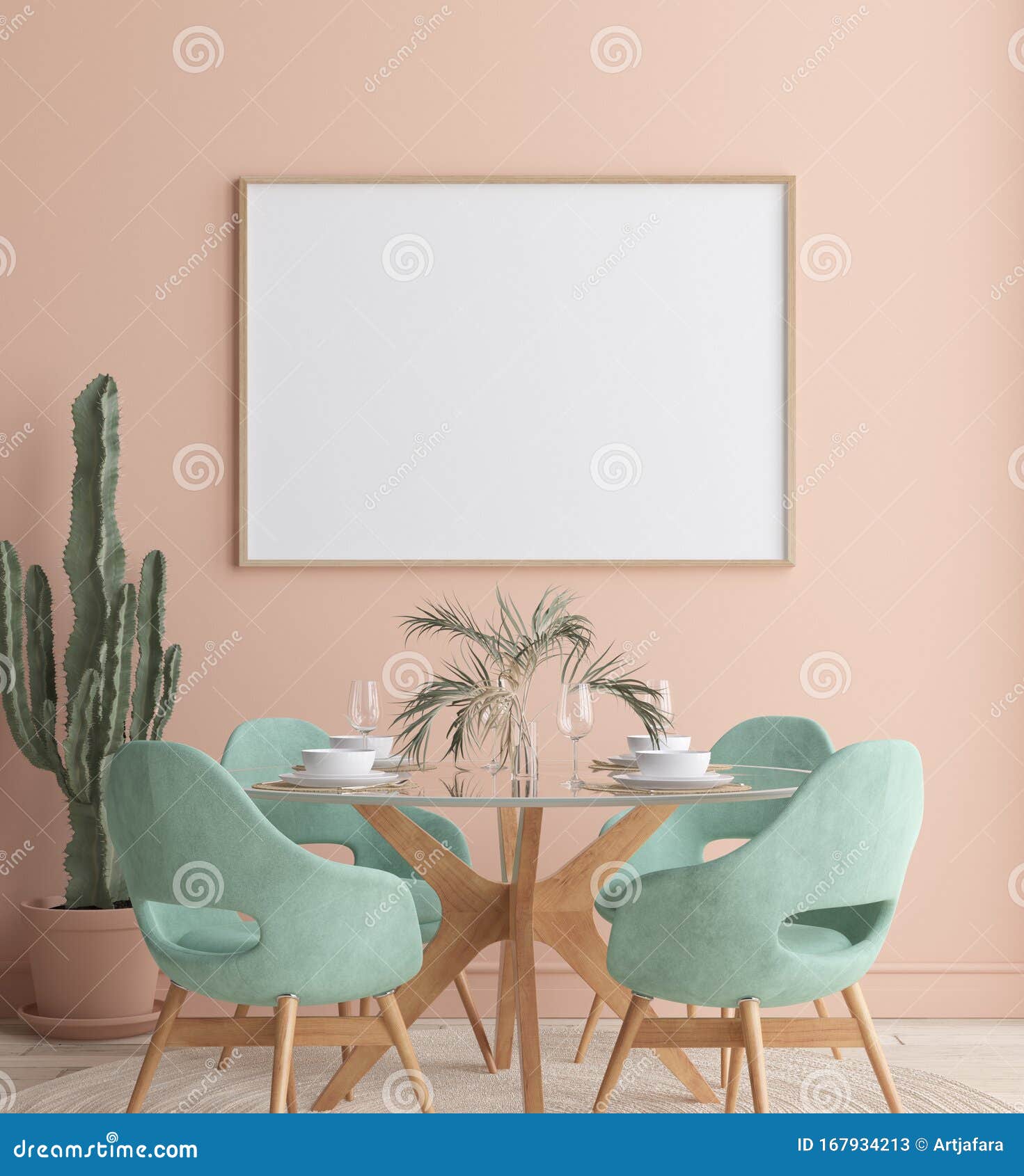 Wall, Poster Mock Up in Dining Room, Minimalist Interior Stock ...