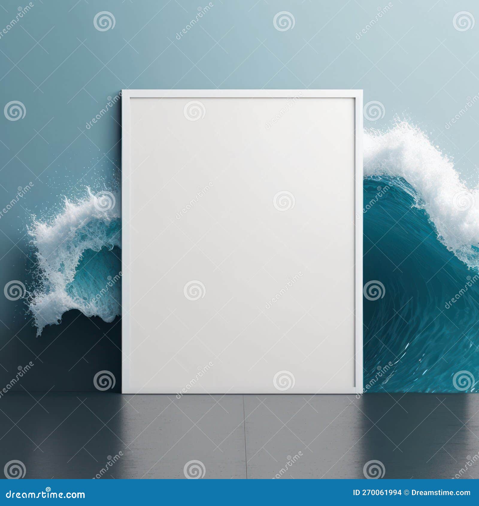 Wall Poster Mockup Blue, Rectangular Prism with Smooth Sides. AI ...