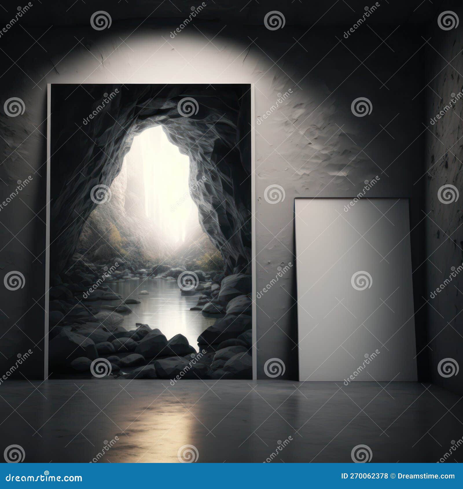 Wall Poster Mockup Cave Of Wonders And A River Of Light AI Generation ...