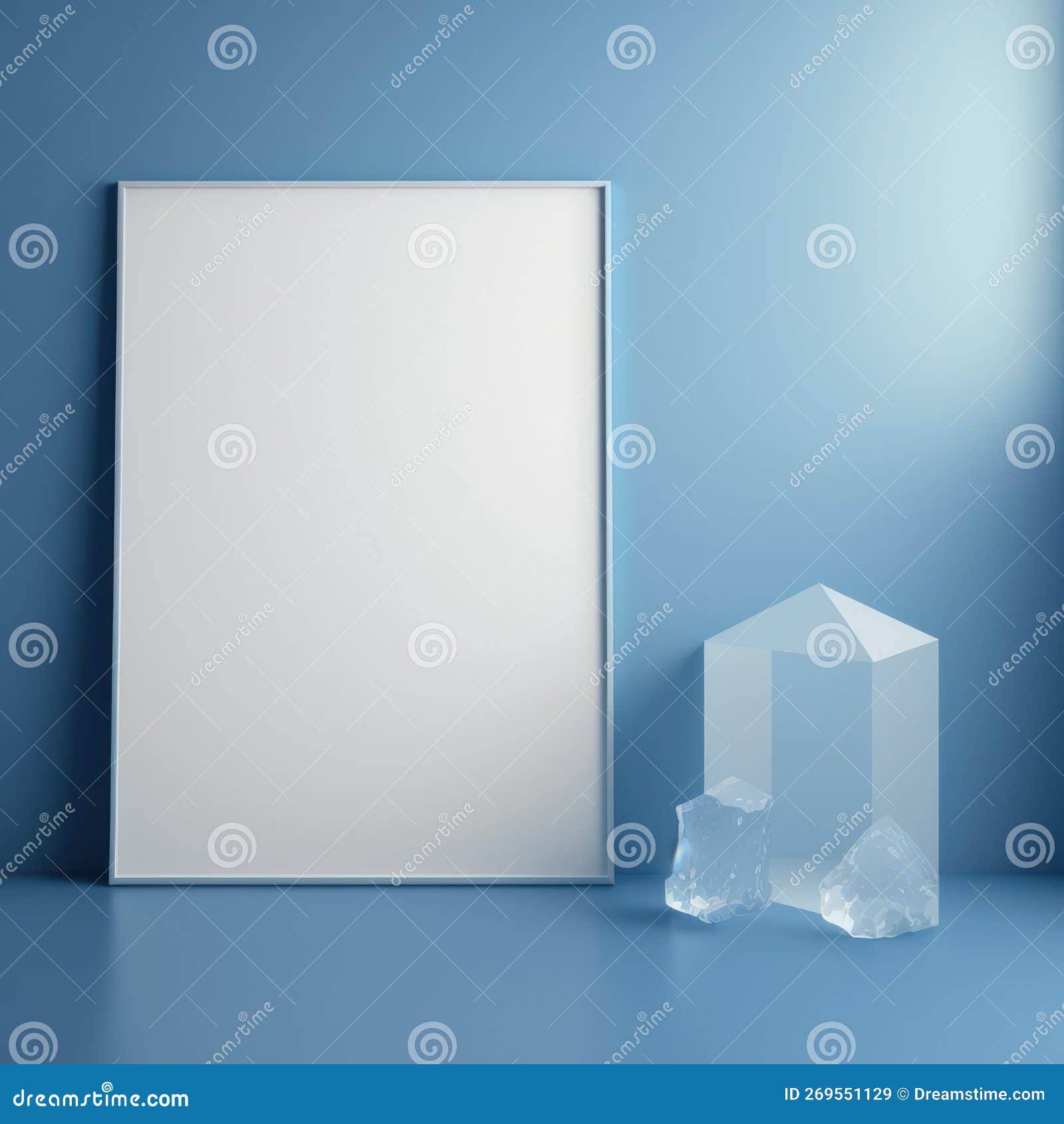 Wall Poster Mockup Crystalized Ice and Sapphire AI Generation Stock ...