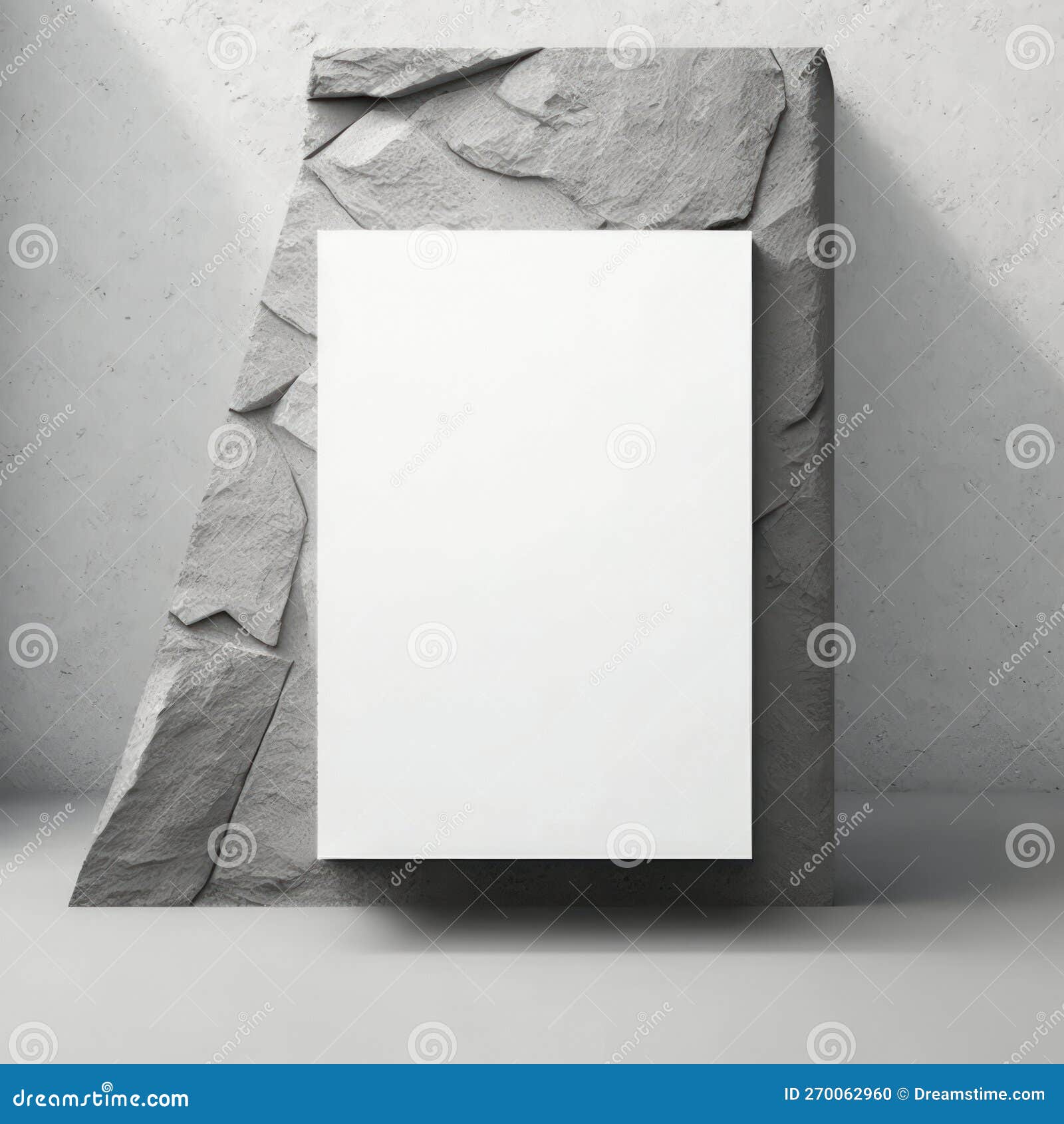 Wall Poster Mockup Narrow, Rectangular Shard of Stone with Sharp Edges ...