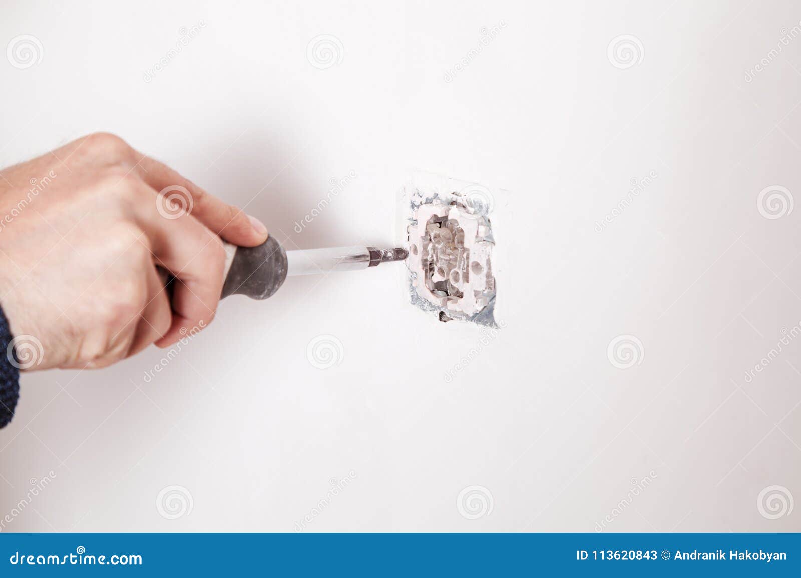 Wall Power Socket Installation. Stock Image - Image of house, socket ...