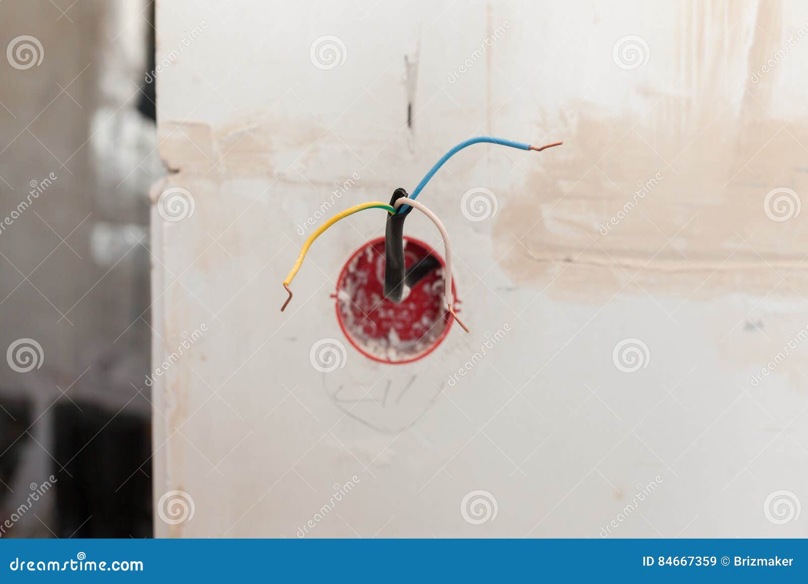 Wall Power Socket, Plastic Electrical Junction Box with Electric Wires ...