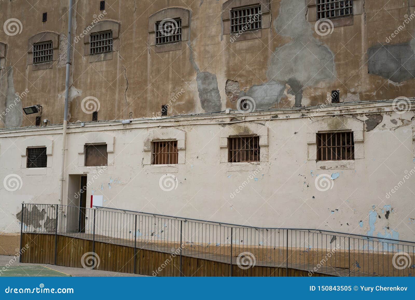 Wall of Prison Building with Windows of Pricon Cells Stock Image ...