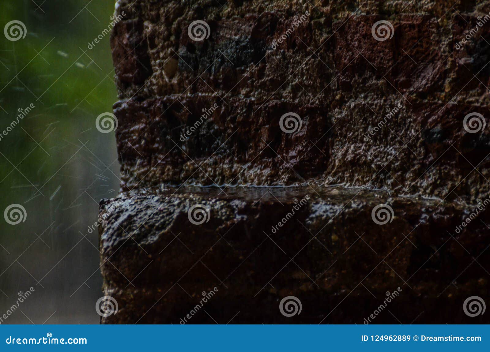 Wall in the rain stock image. Image of days, details - 124962889