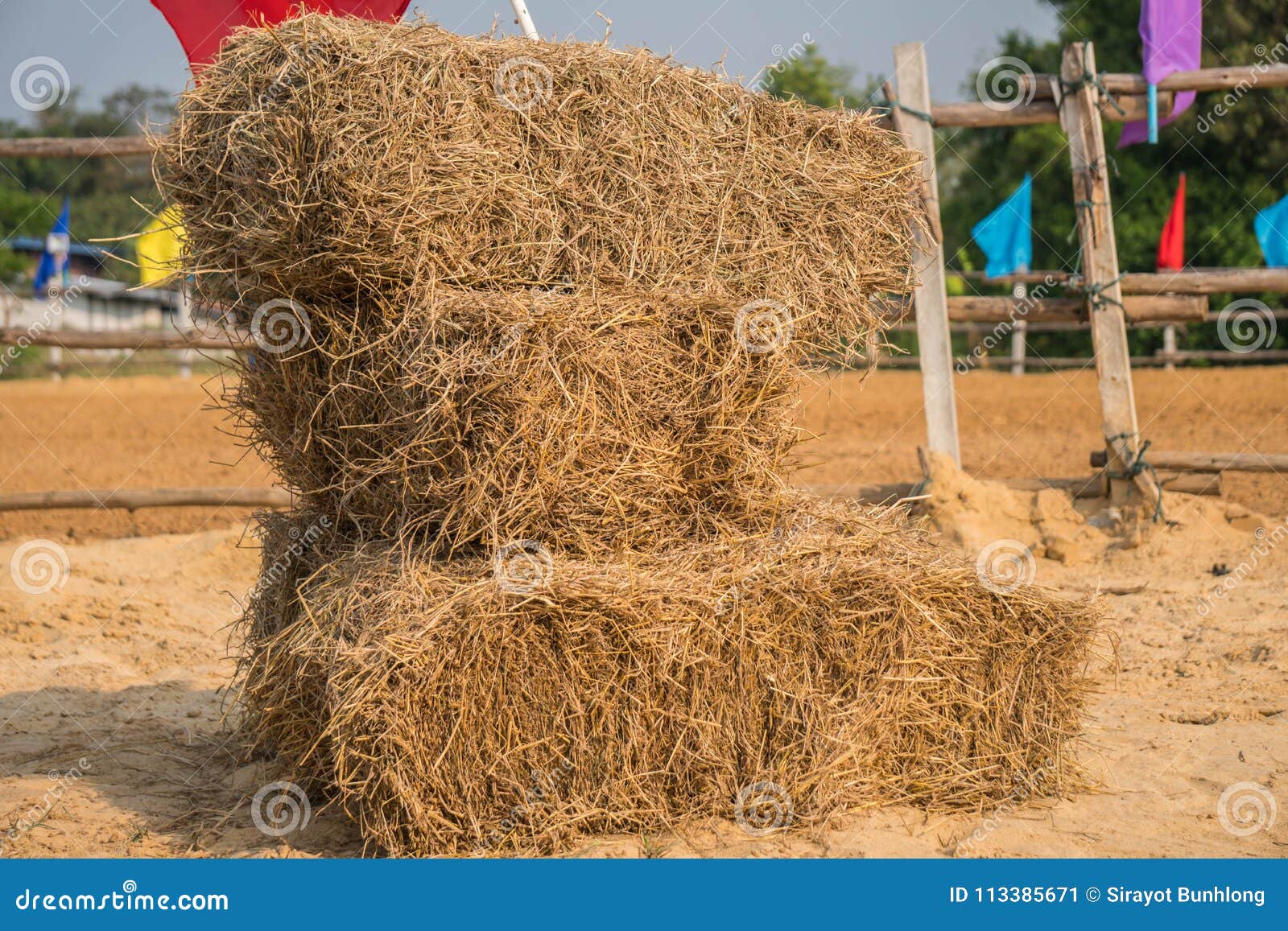 A Wall of Rectangular Bales of Straw Stacked in a Field before B Stock ...
