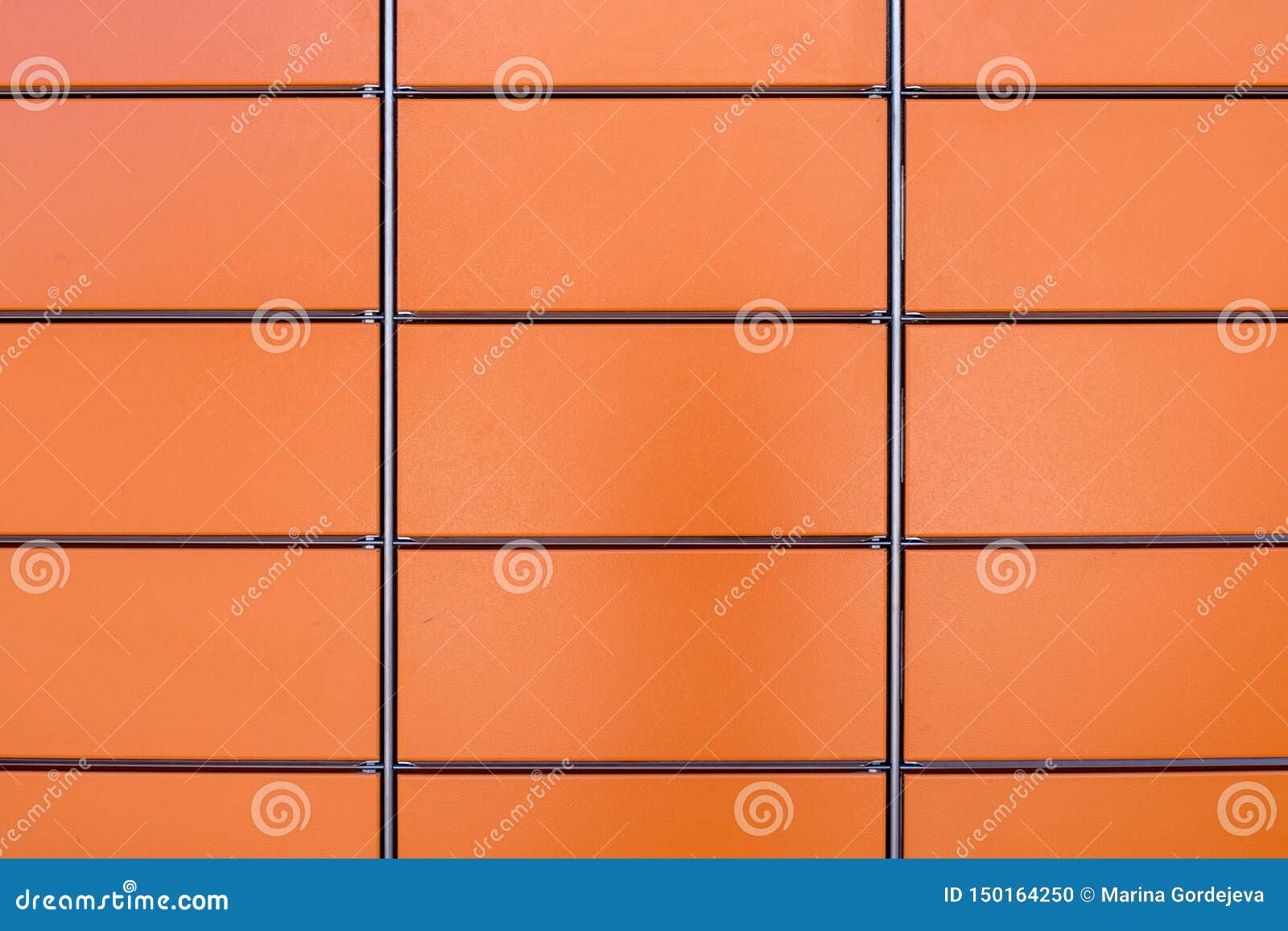 Wall of Rectangular Metallic Orange Panels Stock Photo - Image of ...