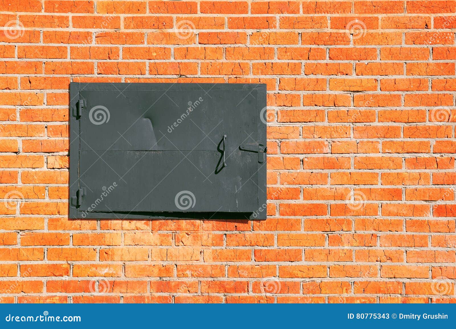 The Wall of Red Brick with a Metal Hatch Stock Image - Image of ...