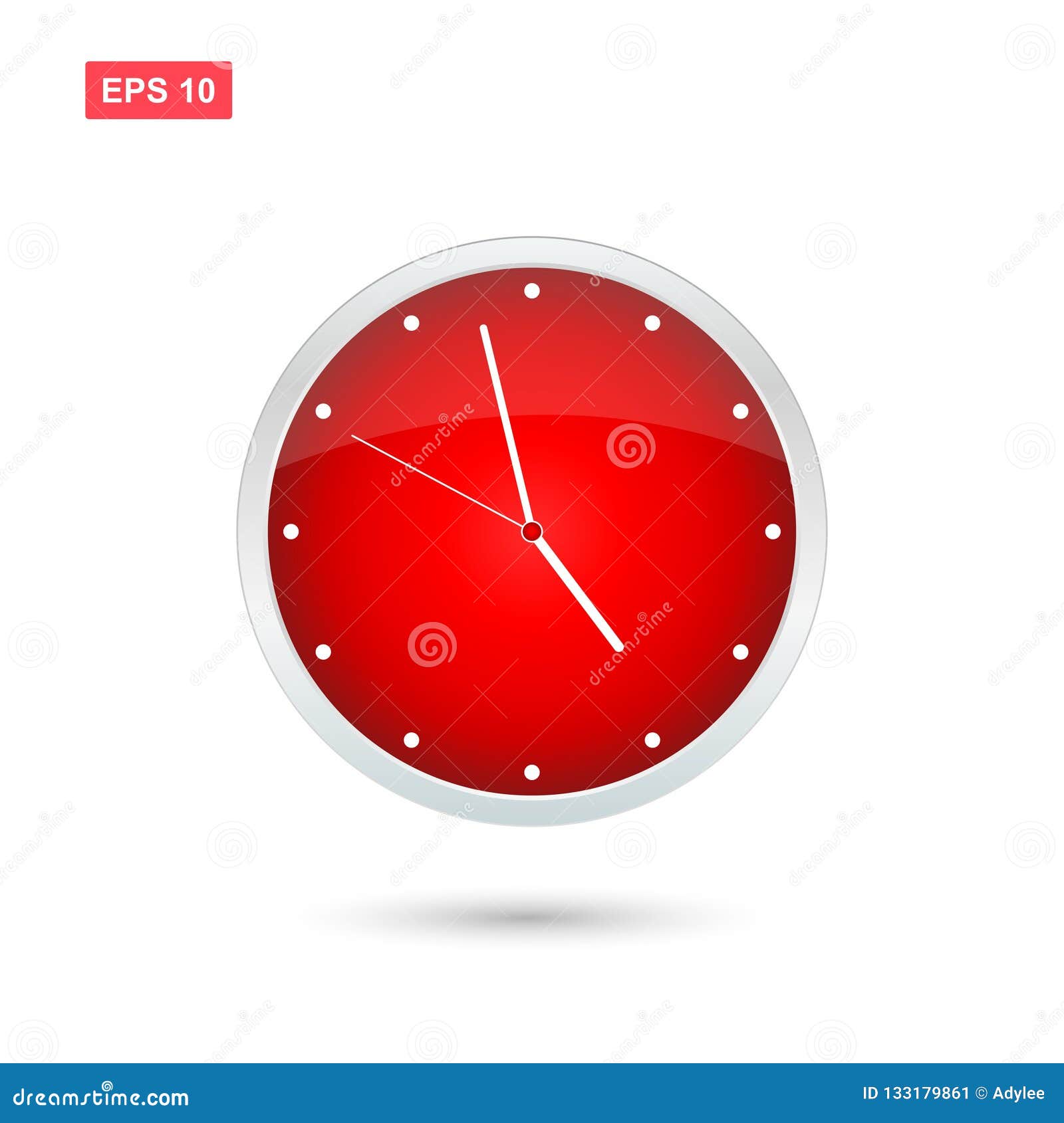 Wall Red Clock Glossy Vector Isolated Stock Vector - Illustration of ...
