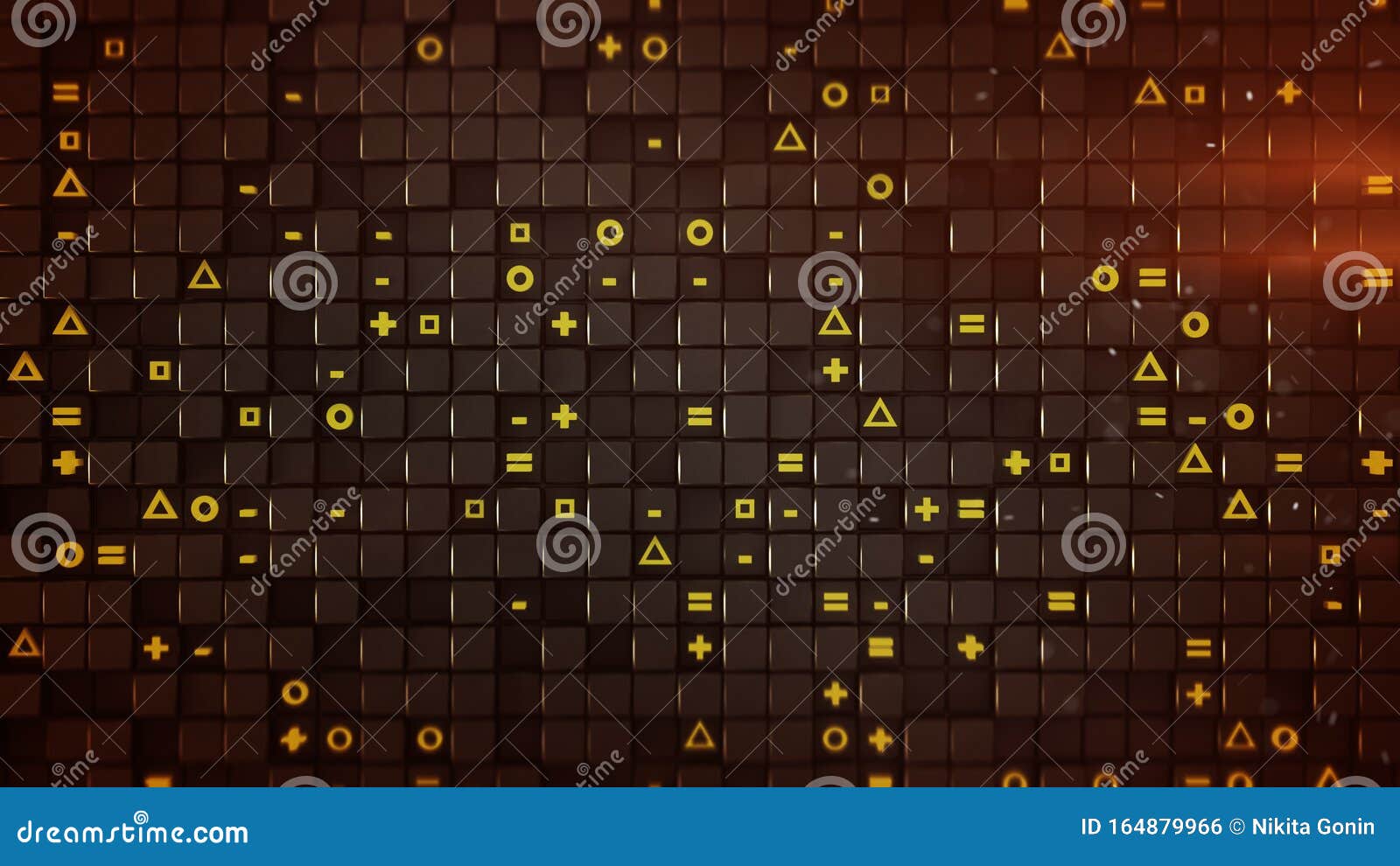 Wall of Red Cubes and Random Symbols Abstract 3D Render Stock ...