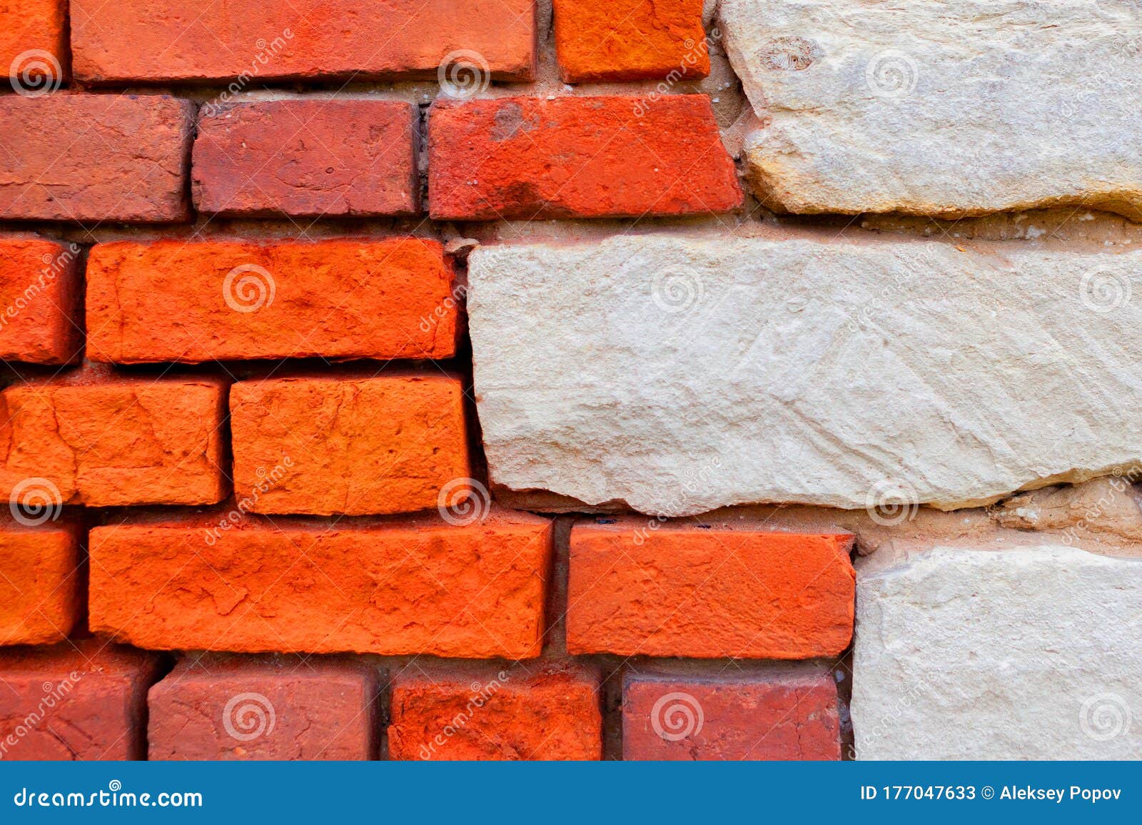 Wall of Red and White Bricks. Brick Background Stock Image - Image of ...