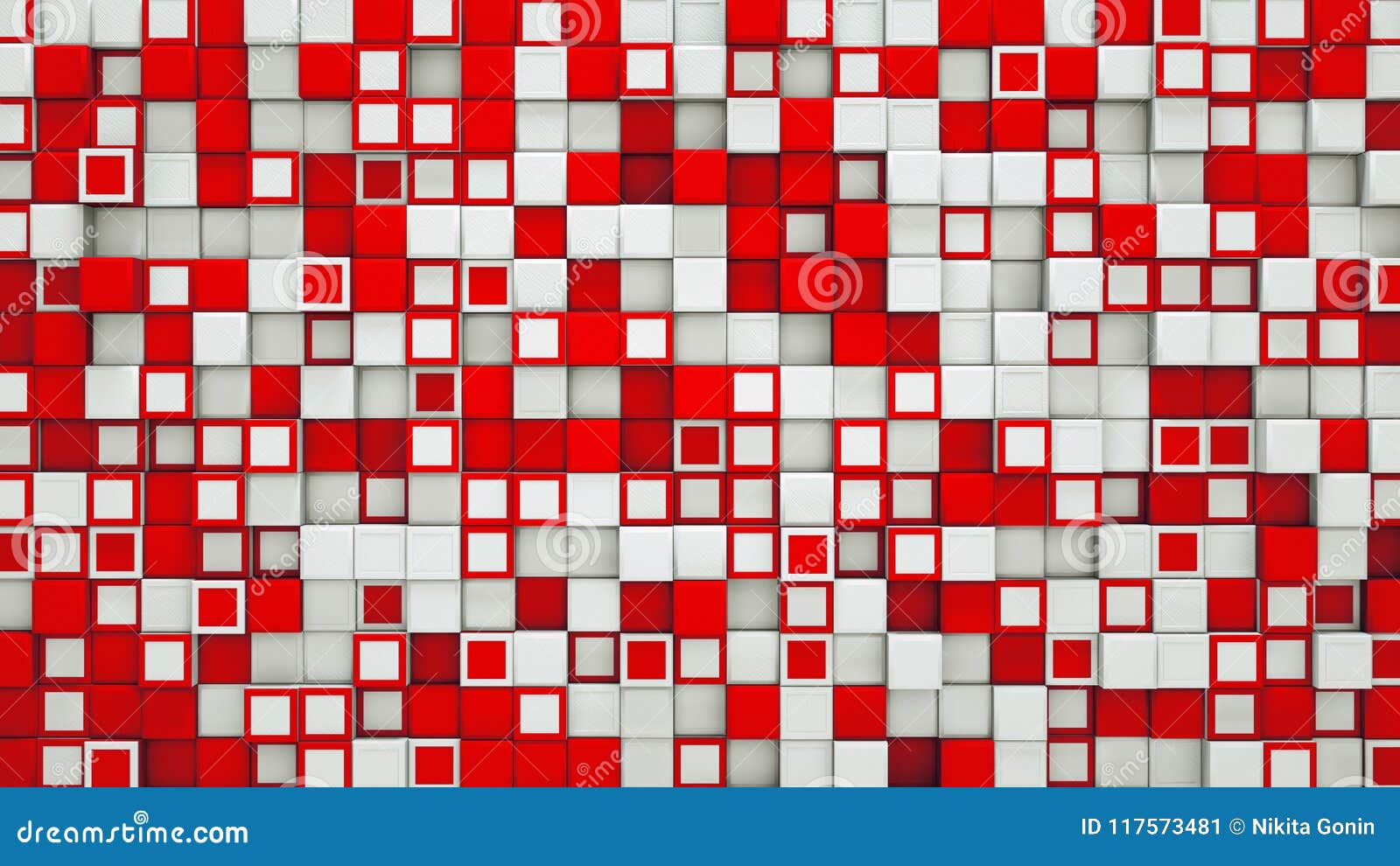 Wall of Red and White 3D Cubes Abstract Background Stock Illustration ...