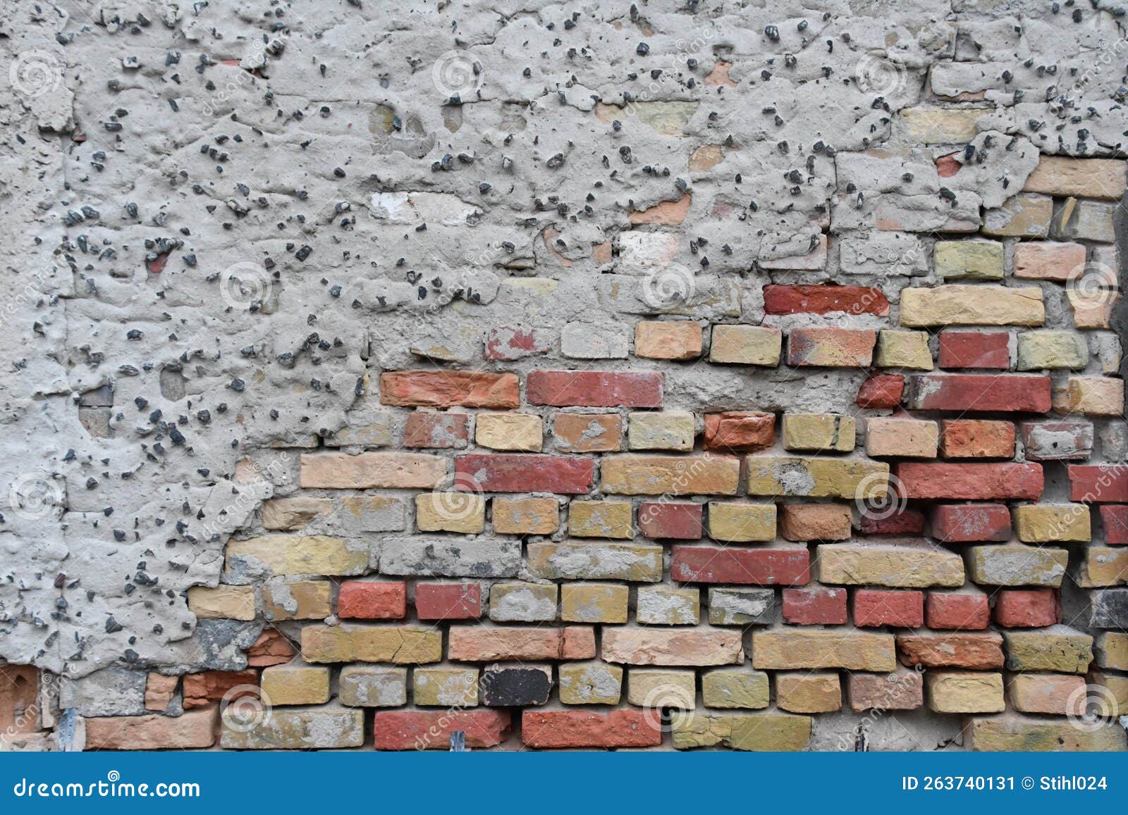 Wall of Bricks Half Plastered Stock Image - Image of house, worn: 263740131