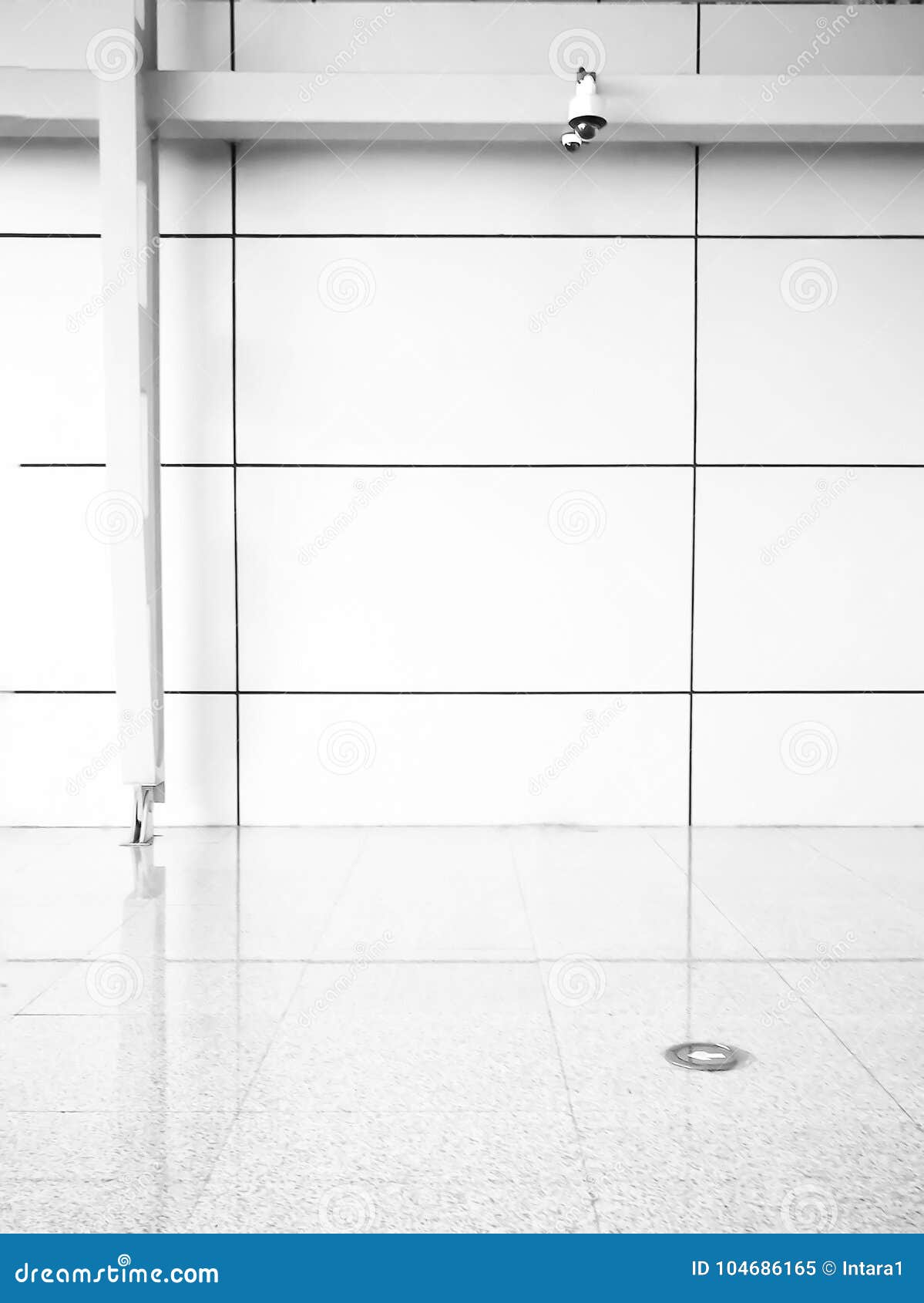Wall and Reflection Terrazzo Floor with CCTV Camera on a Beam Stock ...