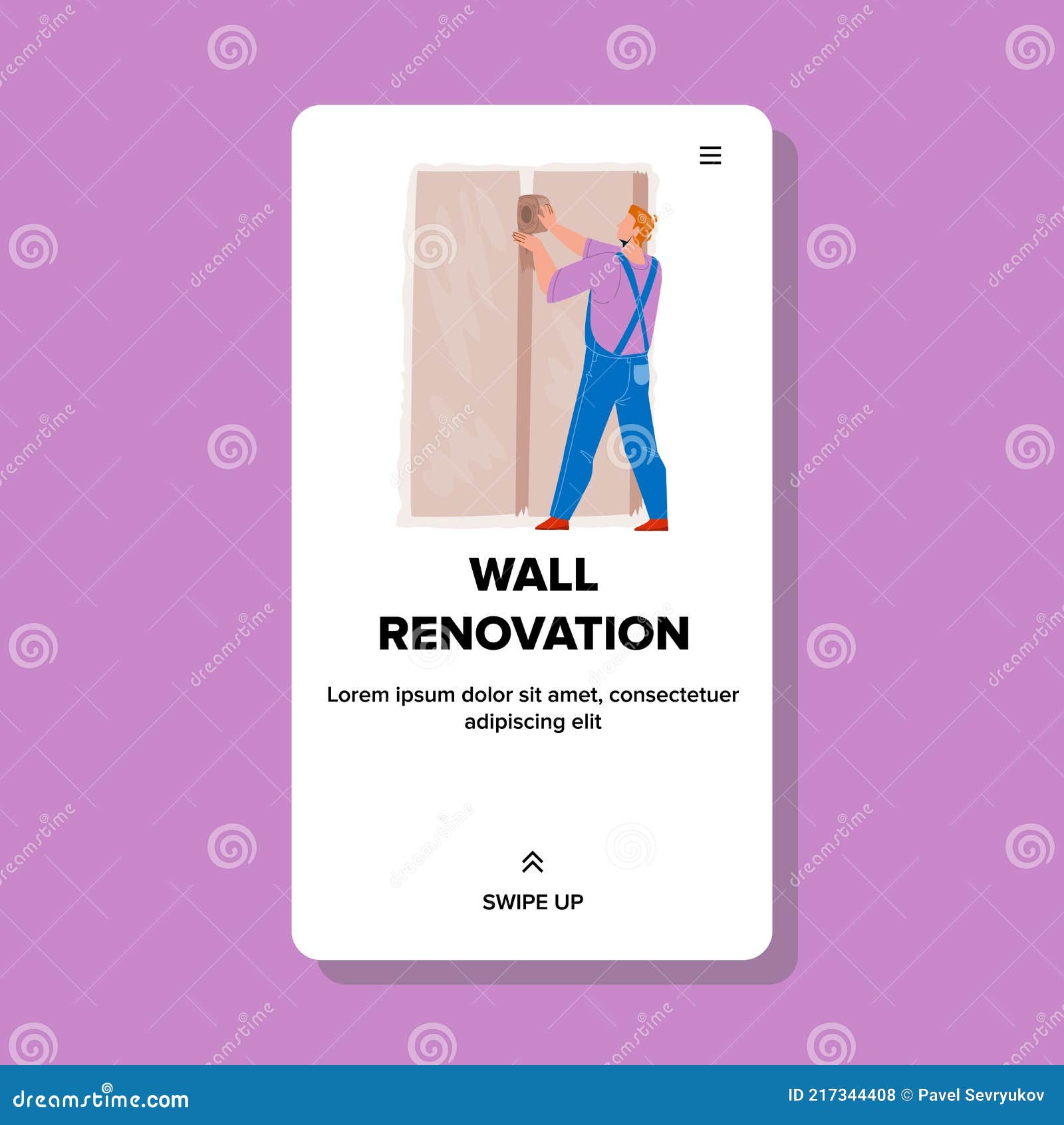 Wall Renovation Interior Making Repairman Vector Stock Vector ...