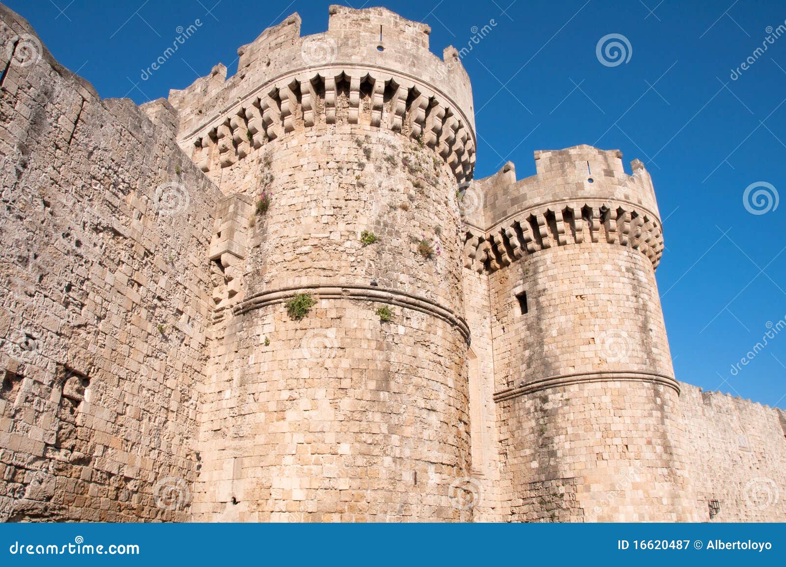 Wall in Rhodes island stock image. Image of tower, medieval - 16620487