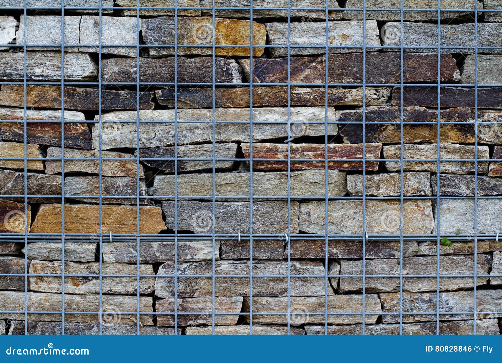 Wall of River Stones Sustained by Metallic Net Stock Photo - Image of ...