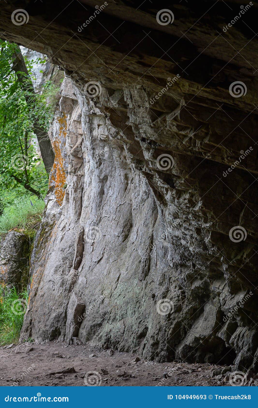 Wall Rock Texture and Structure, Shoot from Inside the Cave. Stock ...