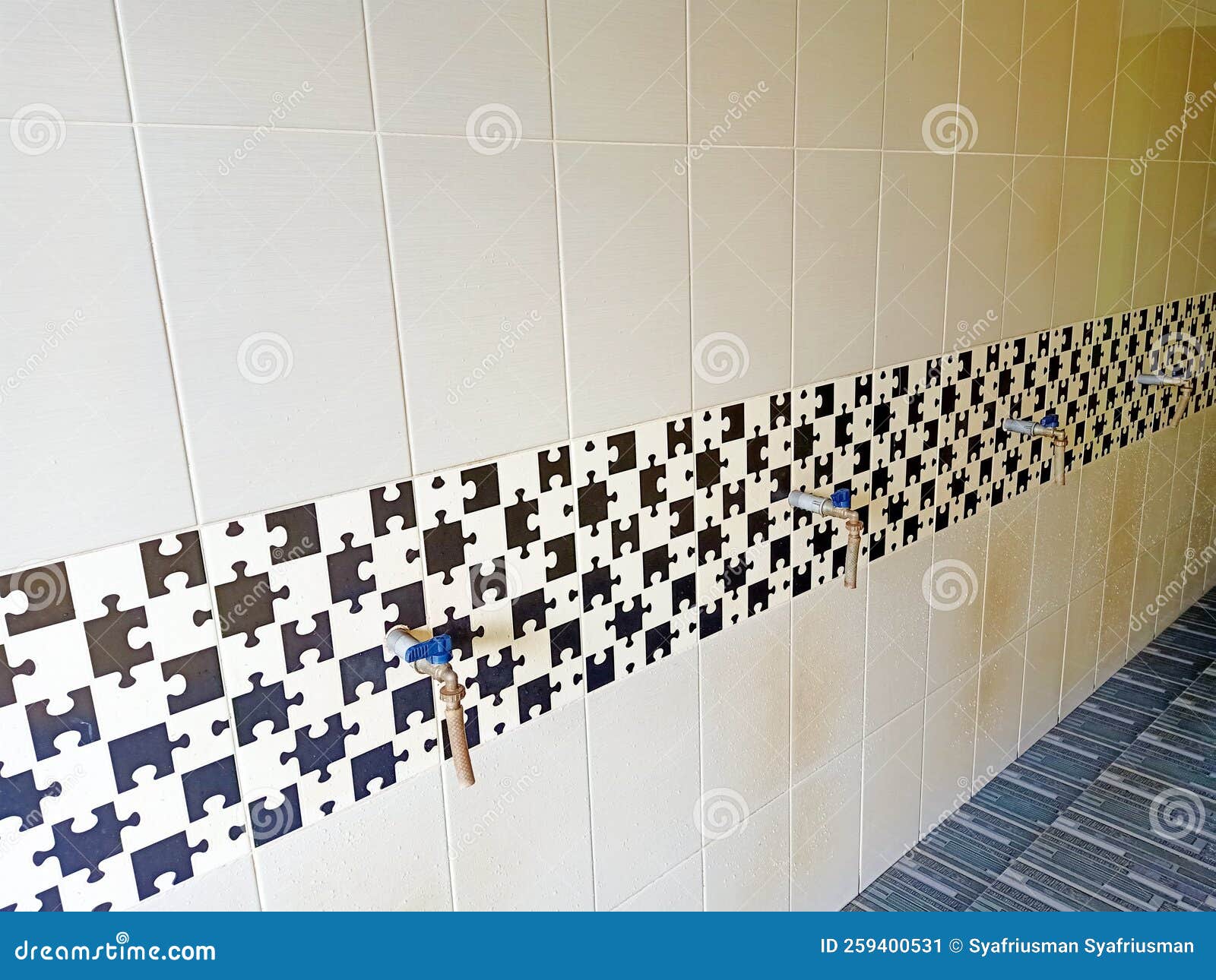 The Wall of the Room for Ablution in a Mosque with a Ceramic Puzzle ...
