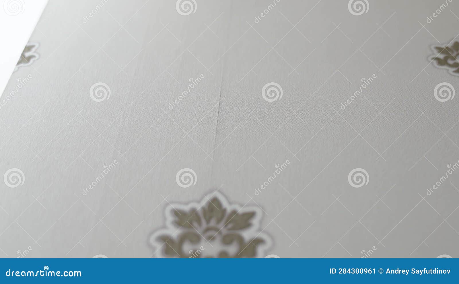 Wall of the Room with Wallpaper with a Pattern. Gluing Joints Stock ...