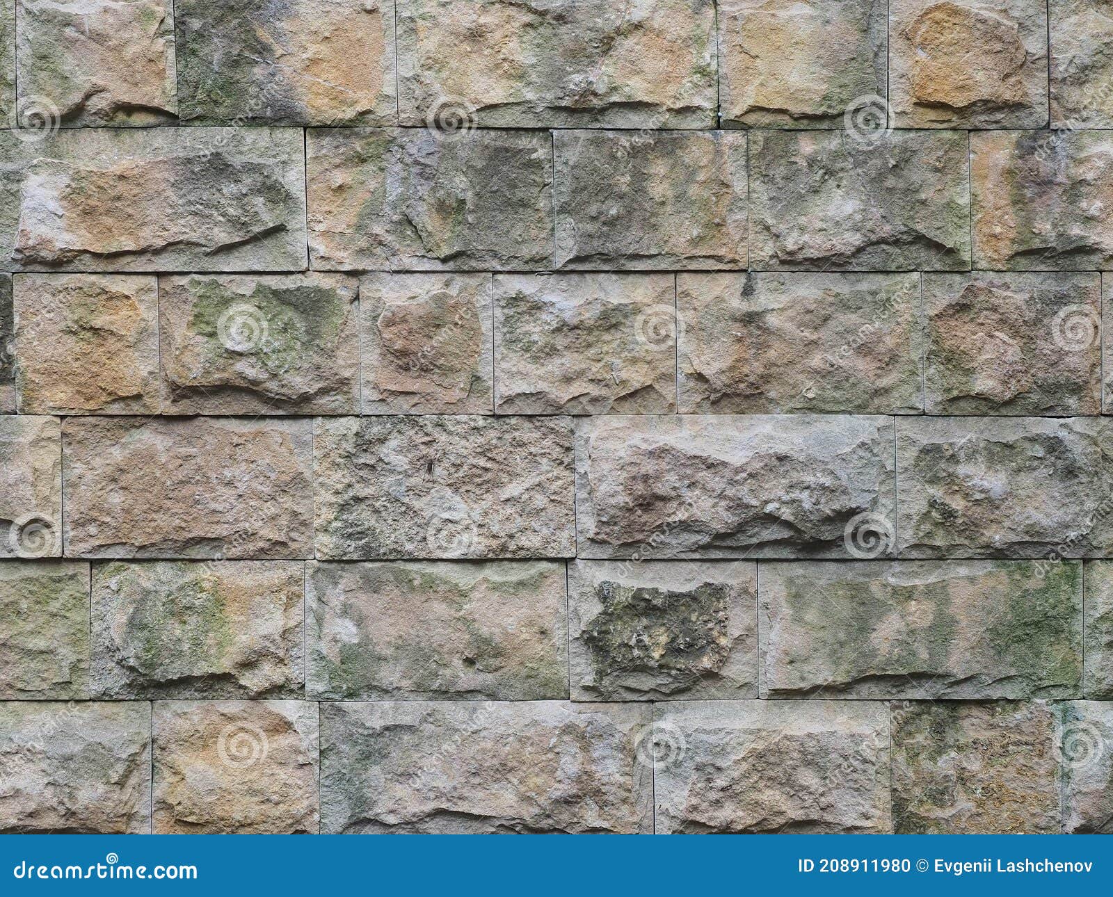 Wall with a Rough Textured Cladding of Spotty Rectangular Tiles. Not ...