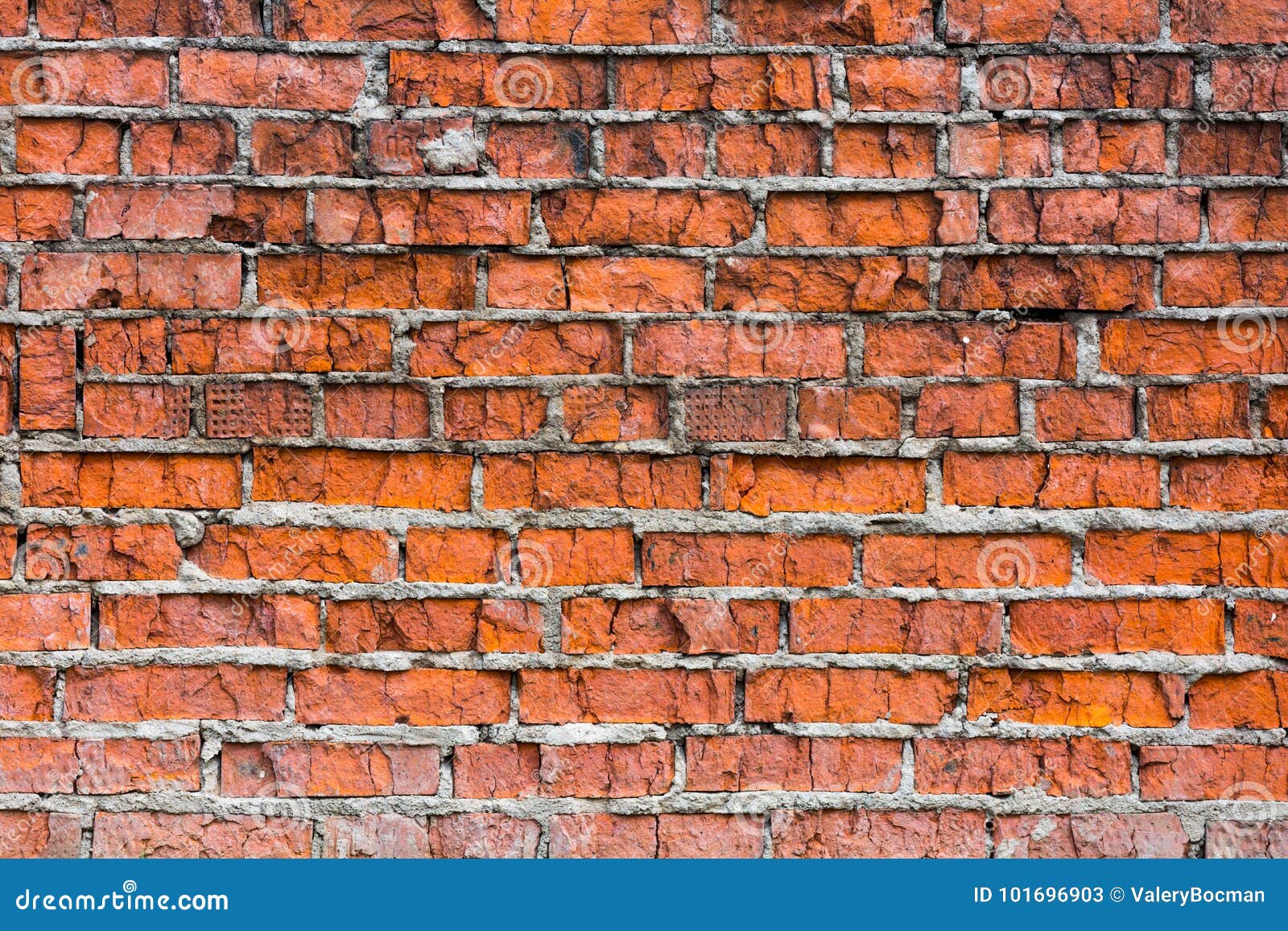 A Wall of Ruined Red Bricks. Stock Image - Image of concrete, block ...
