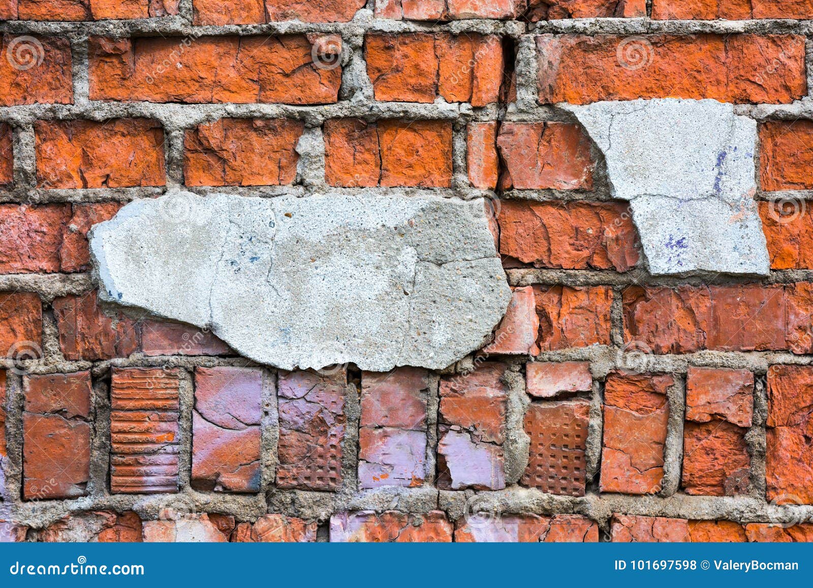A Wall of Ruined Red Bricks. Stock Photo - Image of grunge, brown ...