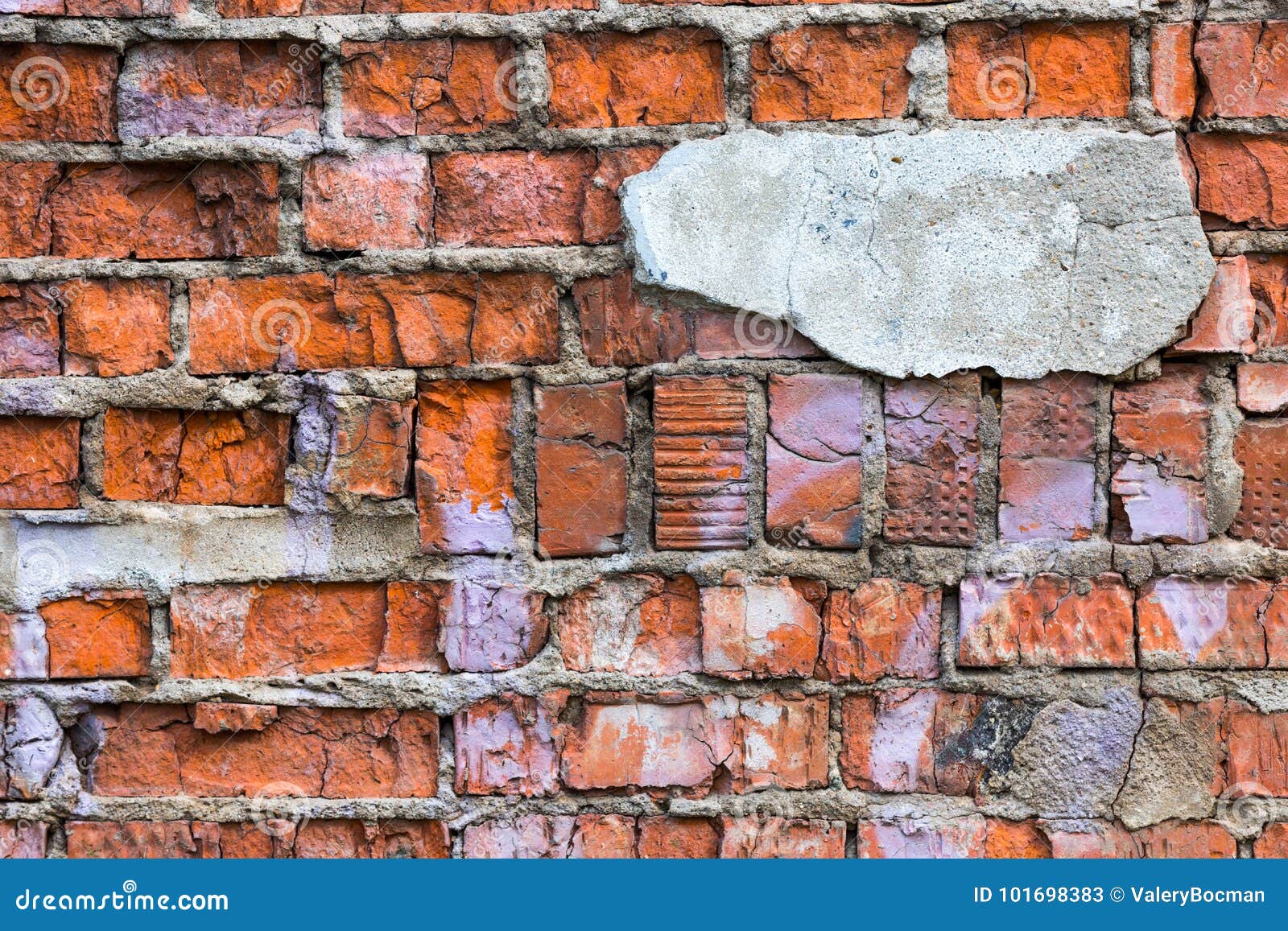 A Wall of Ruined Red Bricks. Stock Image - Image of copy, background ...