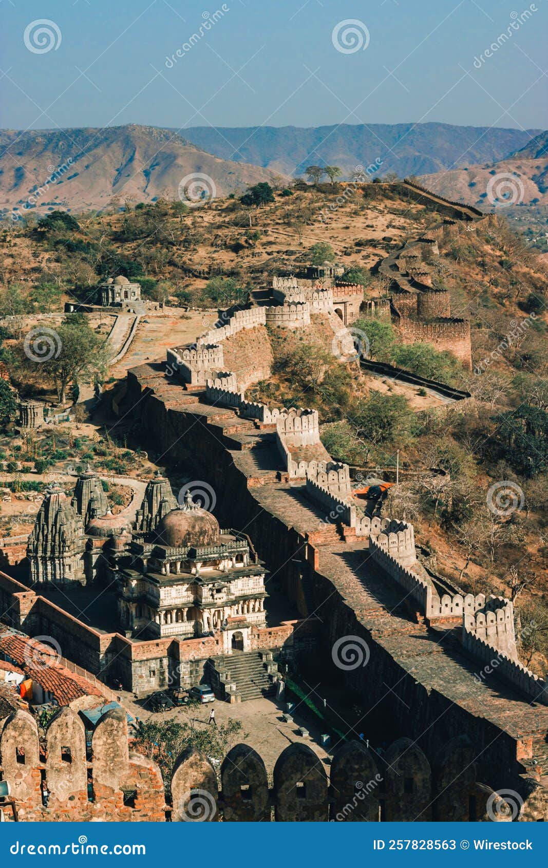 Wall and Ruins of Kumbhal Fort in India, Vertical Stock Image - Image ...