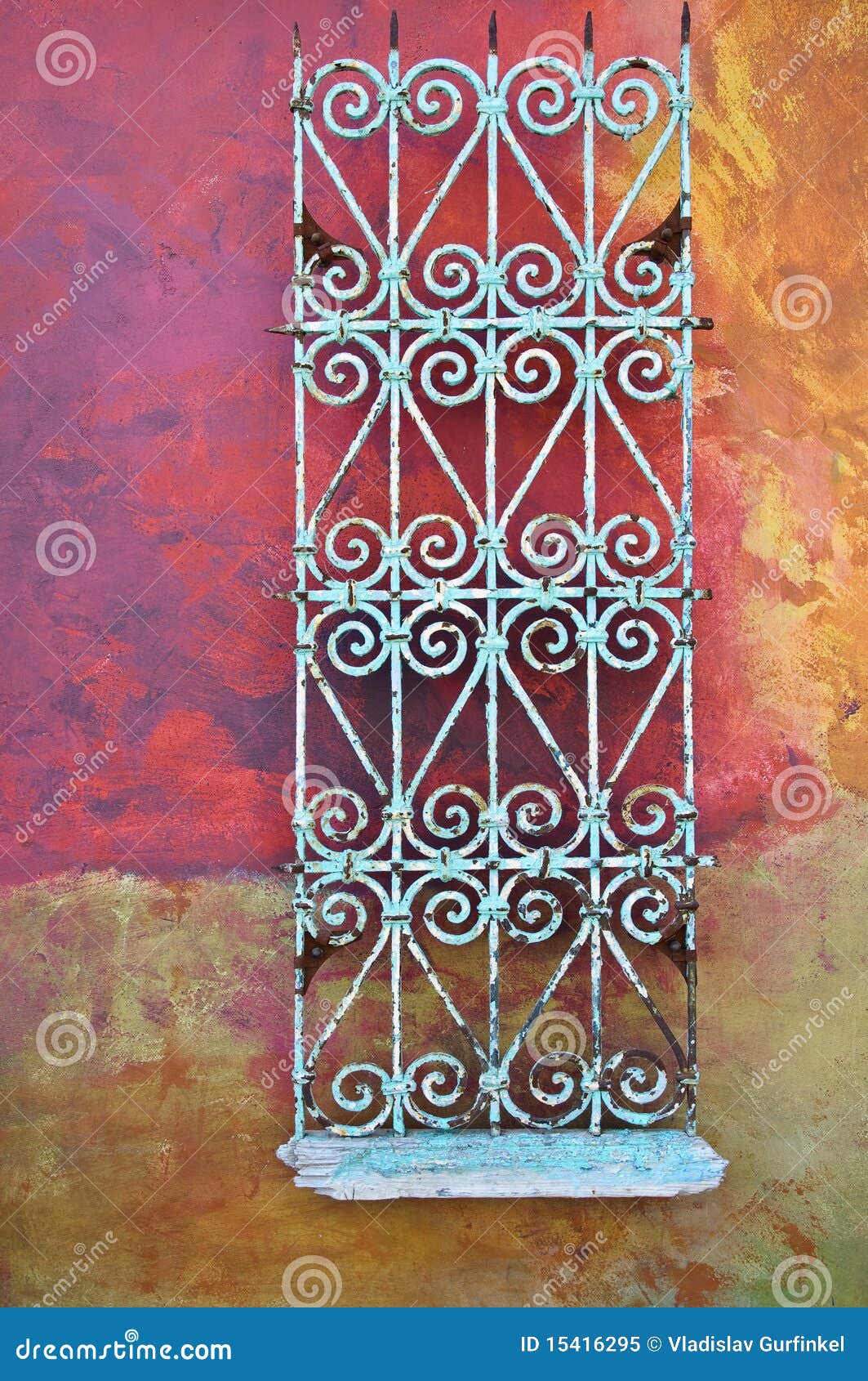 Wall with Rusty Metal Decoration Stock Image - Image of stucco, faded ...