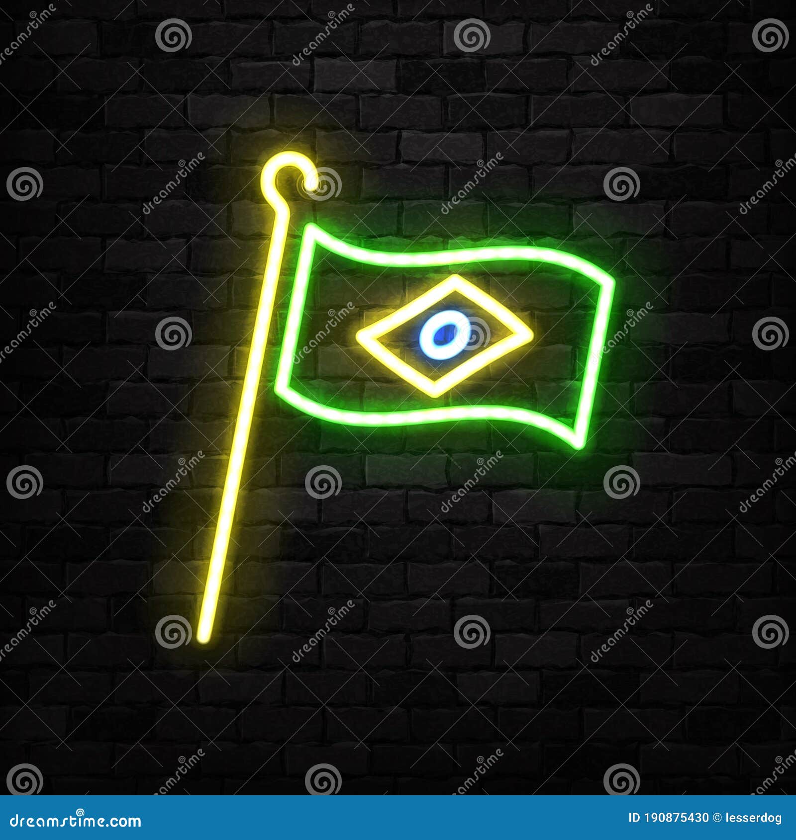 Vector Realistic Isolated Neon Sign of Brazil Flag Logo for Template ...