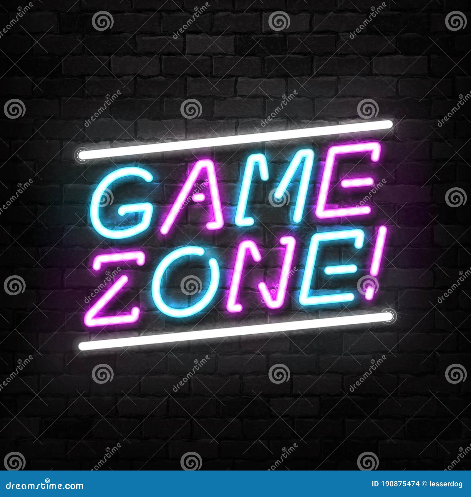 Vector Realistic Isolated Neon Sign Of Game Zone For Template And ...