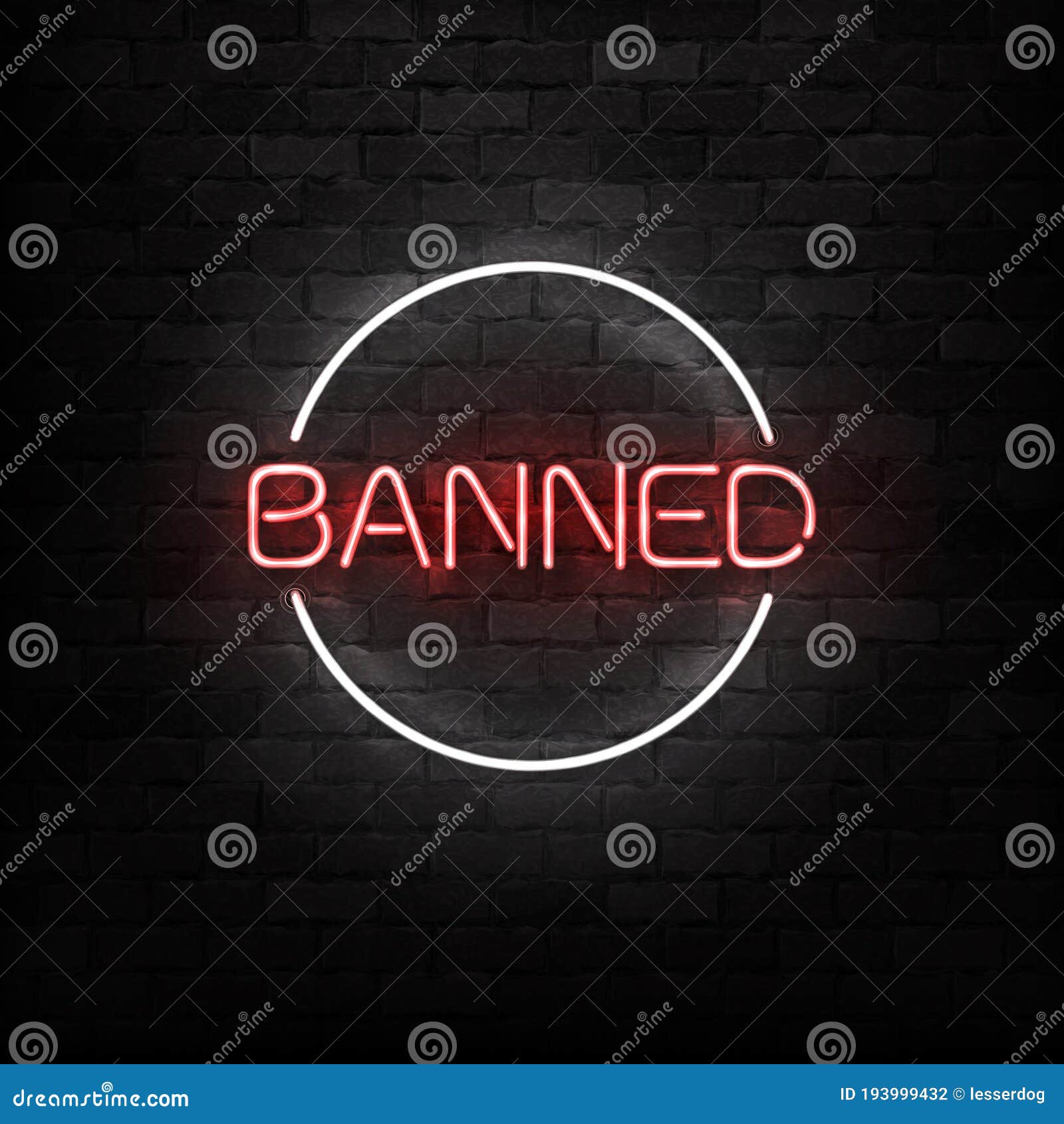 Vector Realistic Isolated Neon Sign of Banned Logo for Template ...
